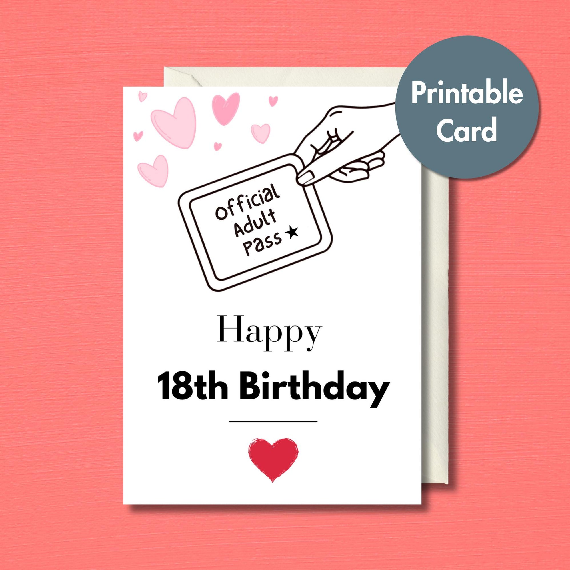 Official Adult Pass 18th Birthday Card | Printable Downloadable Card f ...