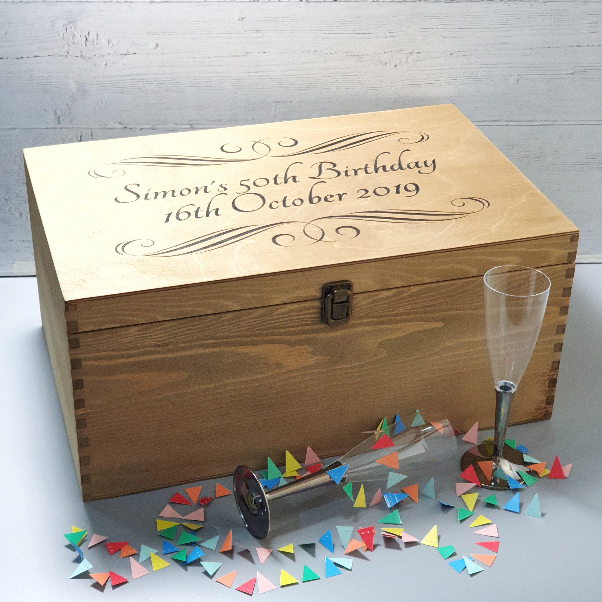 Personalised 50th Birthday Keepsake Box I Engraved Gift for Him Her ...