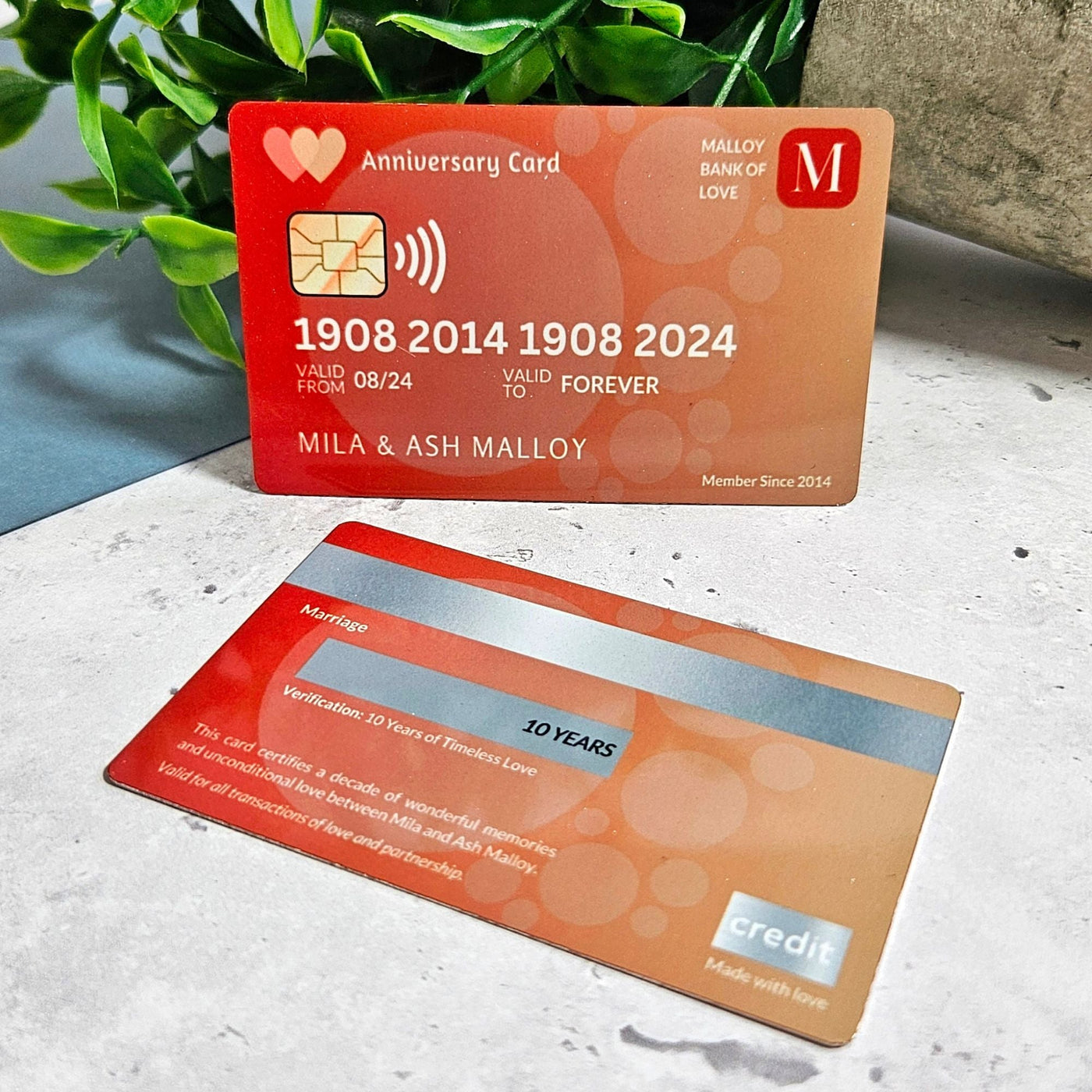 Personalised Anniversary Love Bank Credit Card - Metal Couples Gift ...