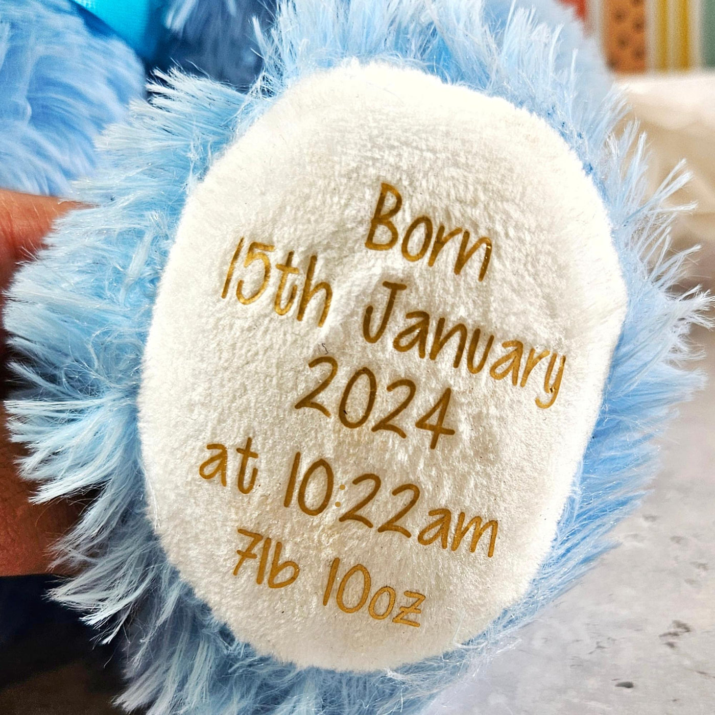Personalised Baby Teddy Bear With Birth Details - Plush Toy Customised ...