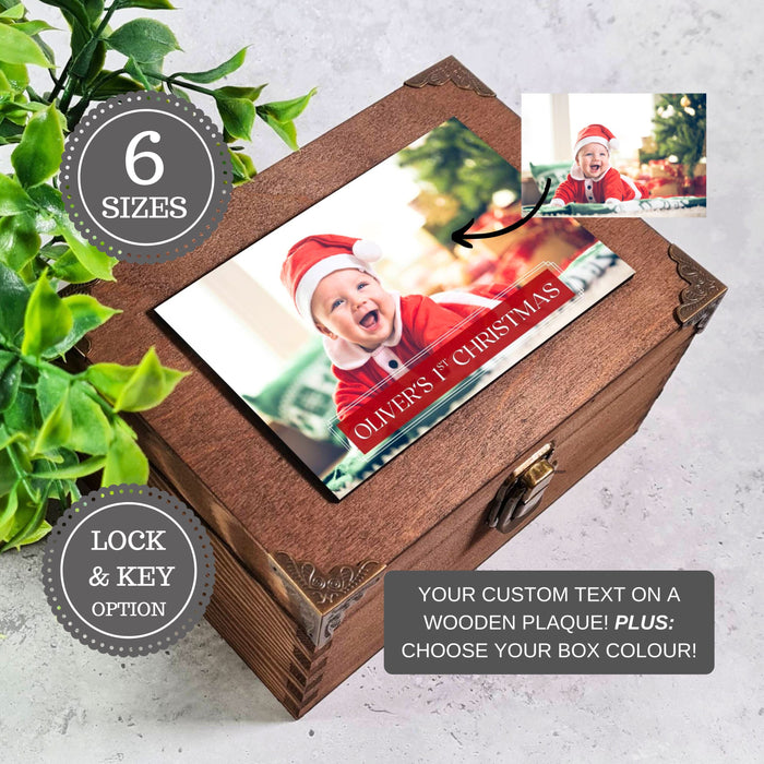 Personalised Baby’s 1st Christmas Eve Keepsake Box | Baby Photo Xmas ...