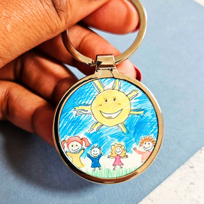 Custom Children's Artwork Keyring - Personalised Drawing Keepsake ...