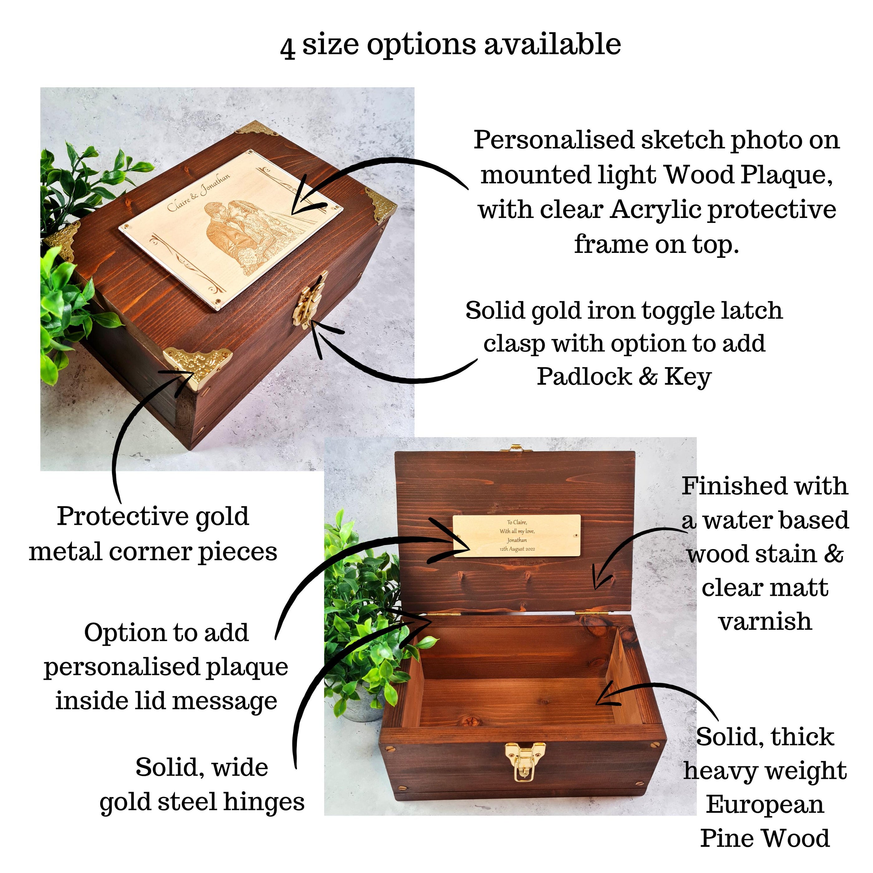 Personalised Couples Photo Keepsake Box - Wedding Anniversary Memory ...
