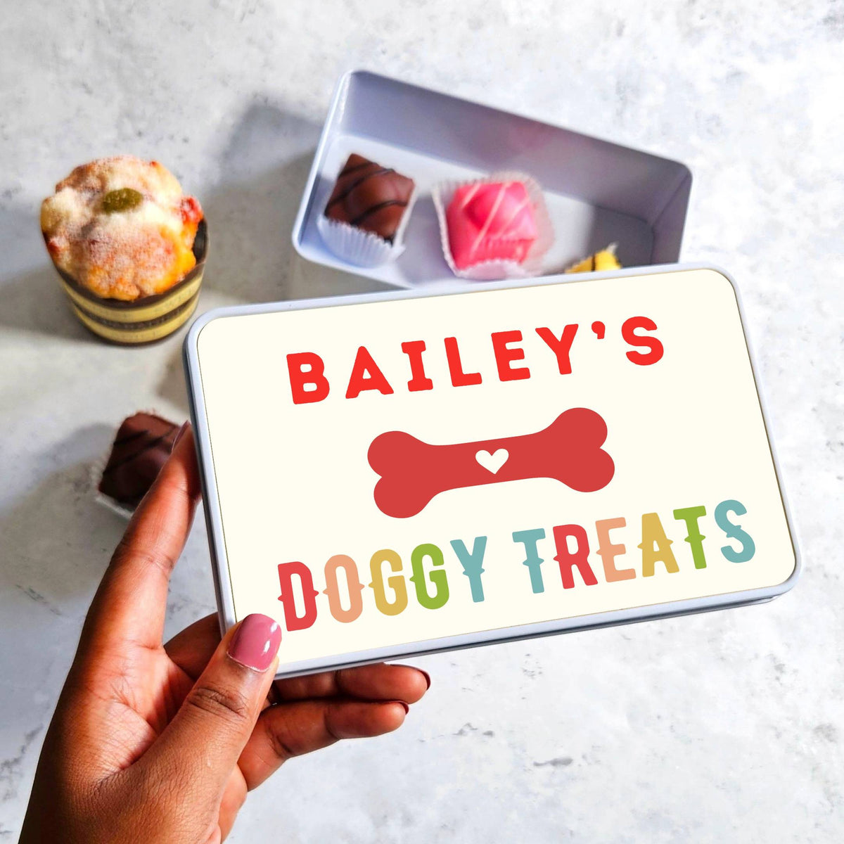 Custom Dog Bone Treat Tin | Personalised Snack Storage for Dogs — Make ...