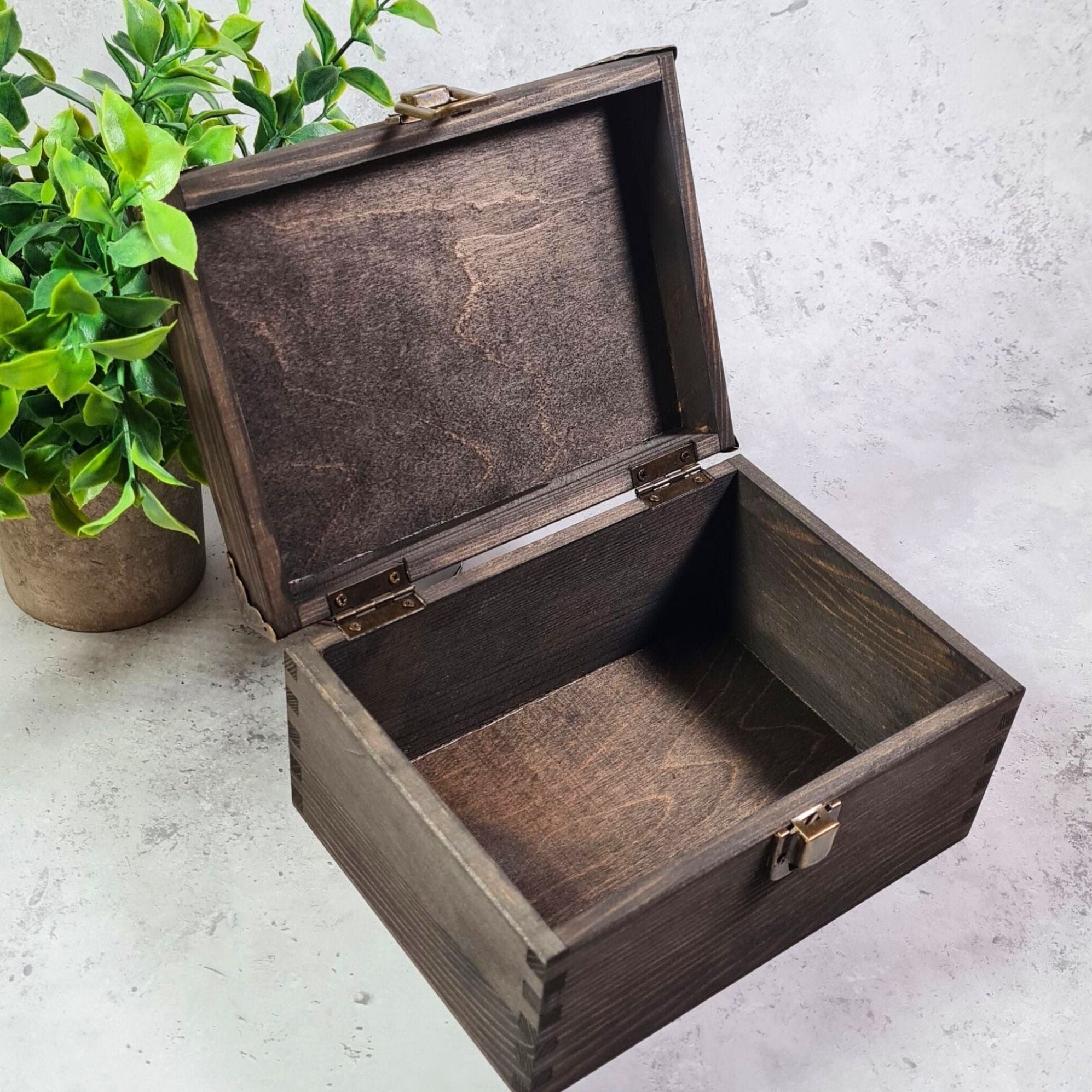 Personalised Gold Name Box I Small & Large Lockable Wood Memory Boxes ...