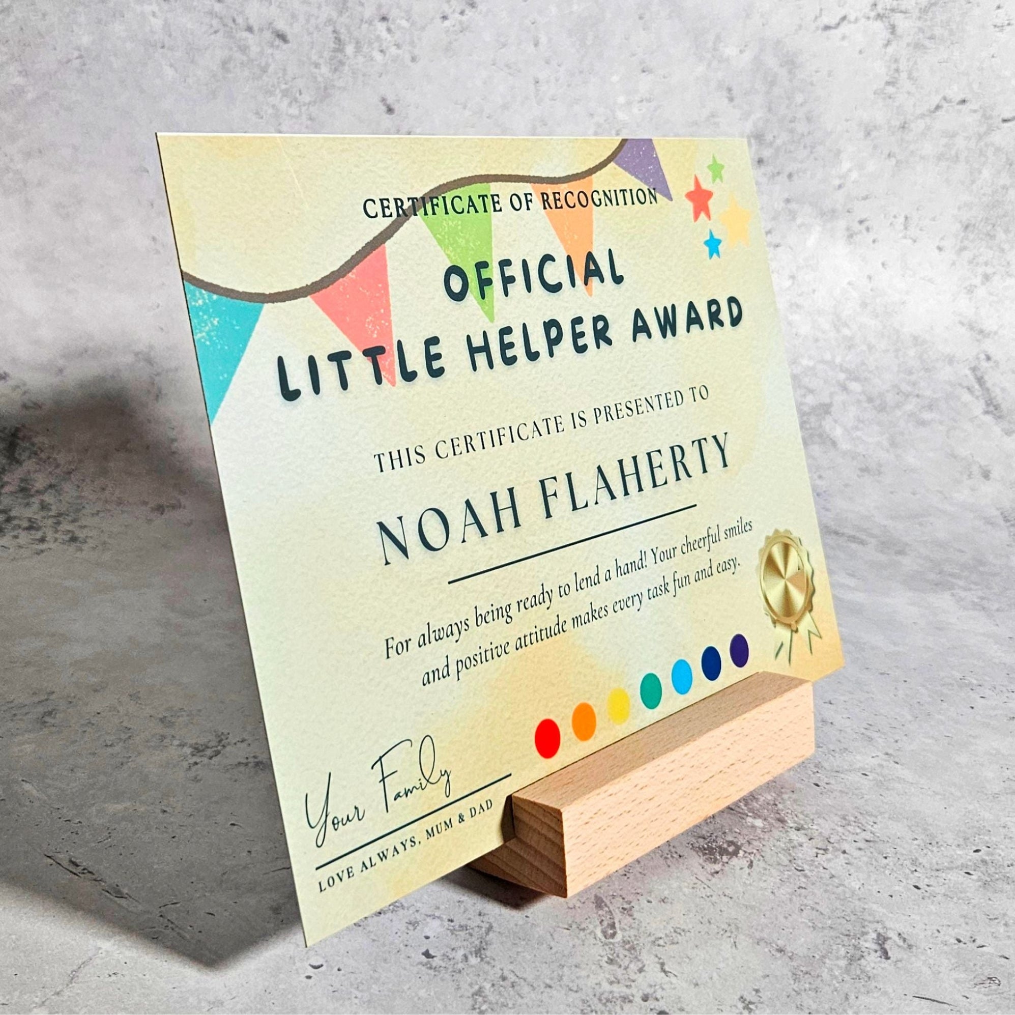 Personalised Little Helper Certificate - Kids' Achievement Metal Award ...