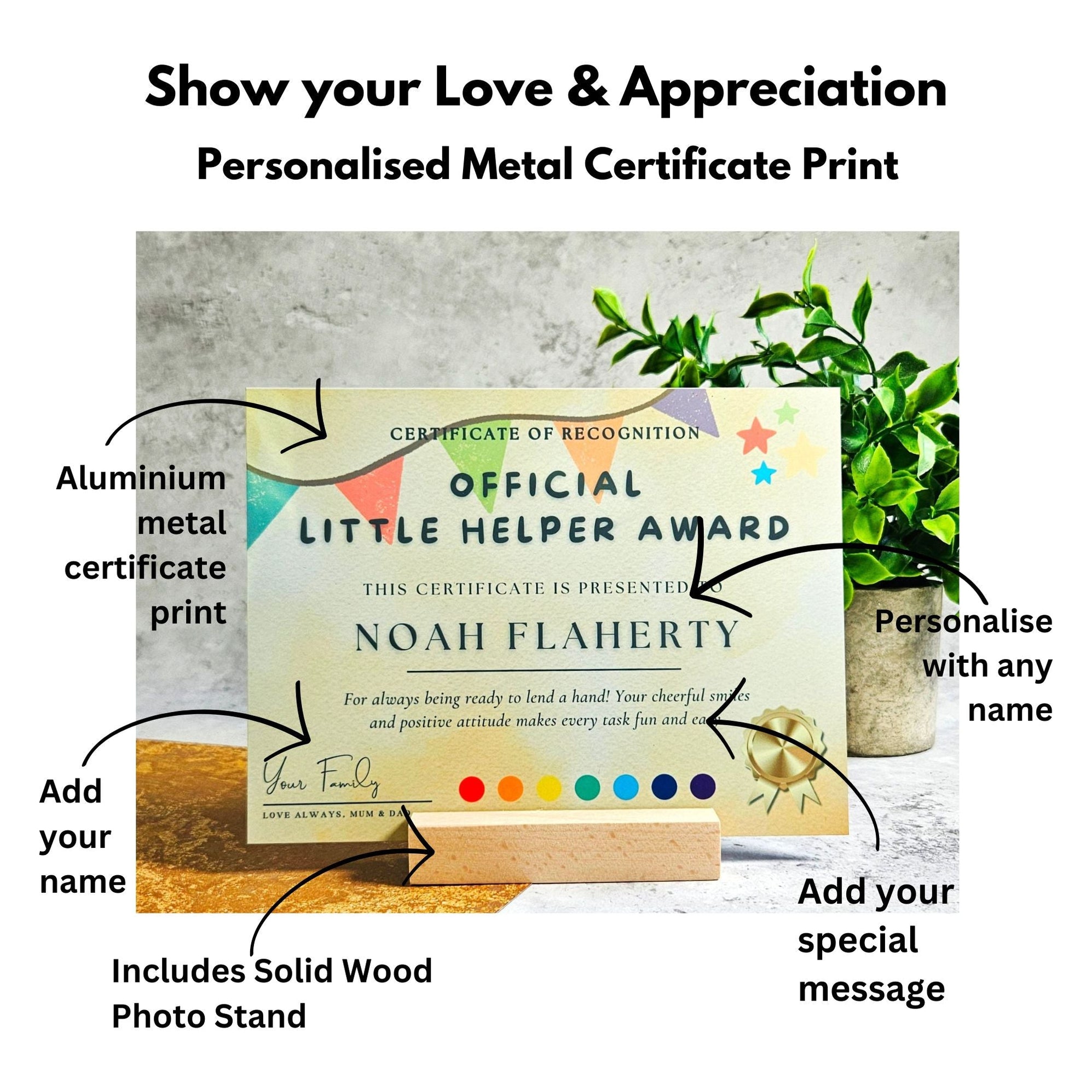 Personalised Little Helper Certificate - Kids' Achievement Metal Award ...