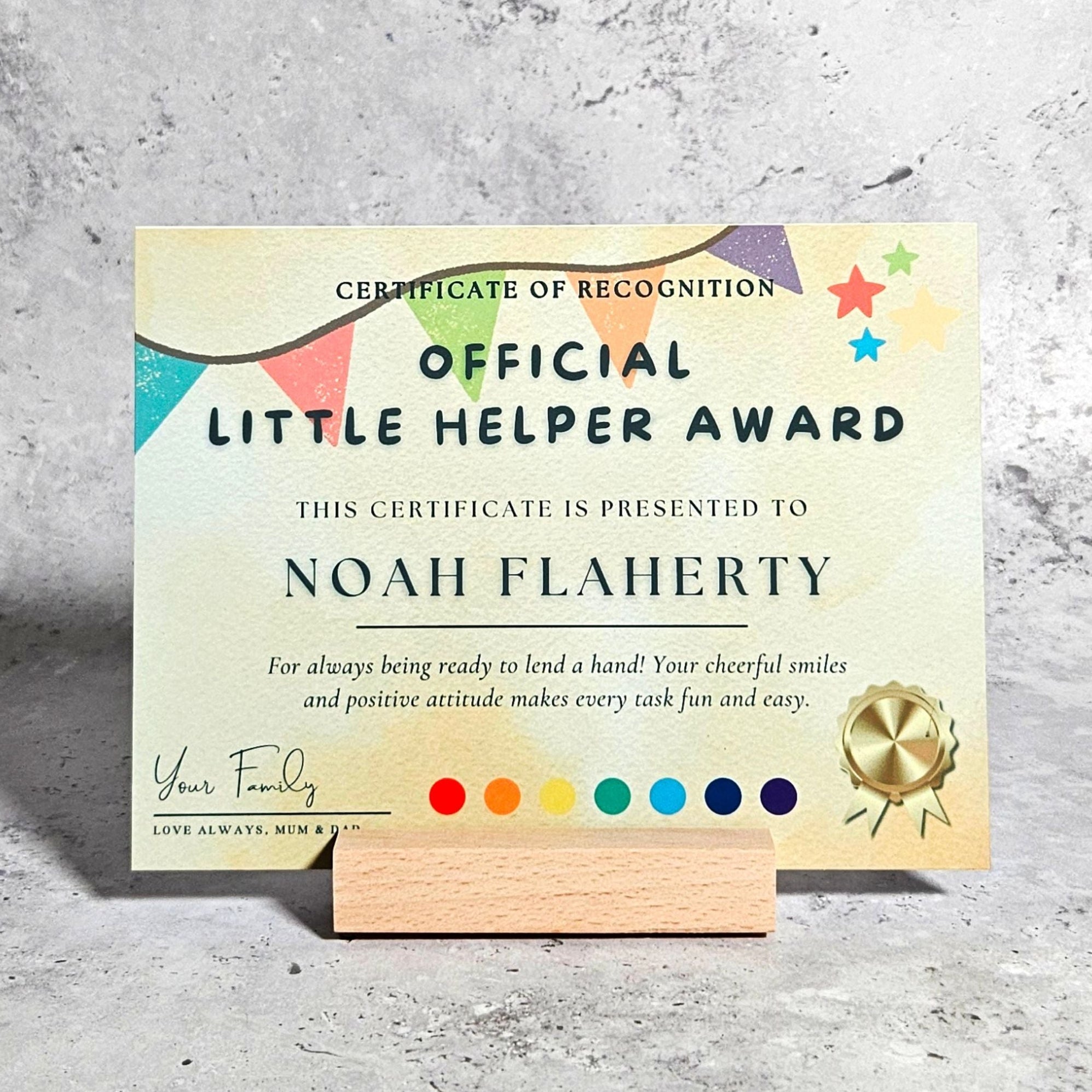 Personalised Little Helper Certificate - Kids' Achievement Metal Award ...
