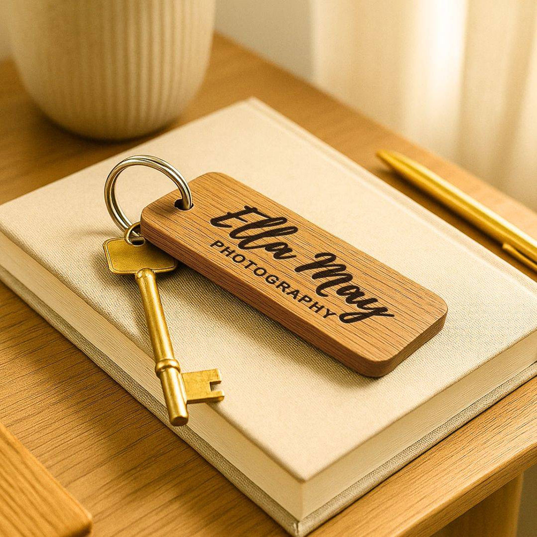 Personalised Logo Social Media Engraved Keyring I Make Memento