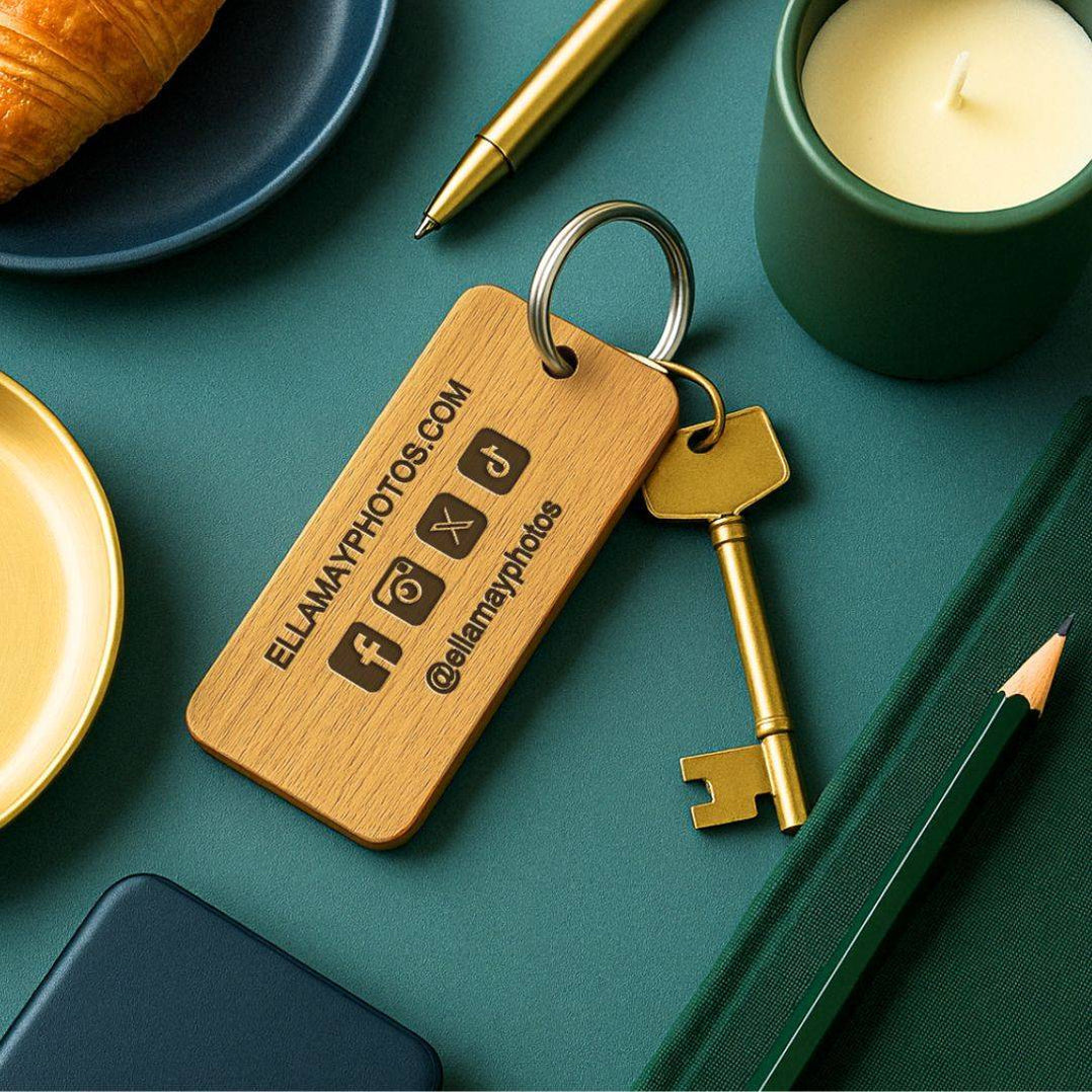 Personalised Logo Social Media Engraved Keyring I Make Memento