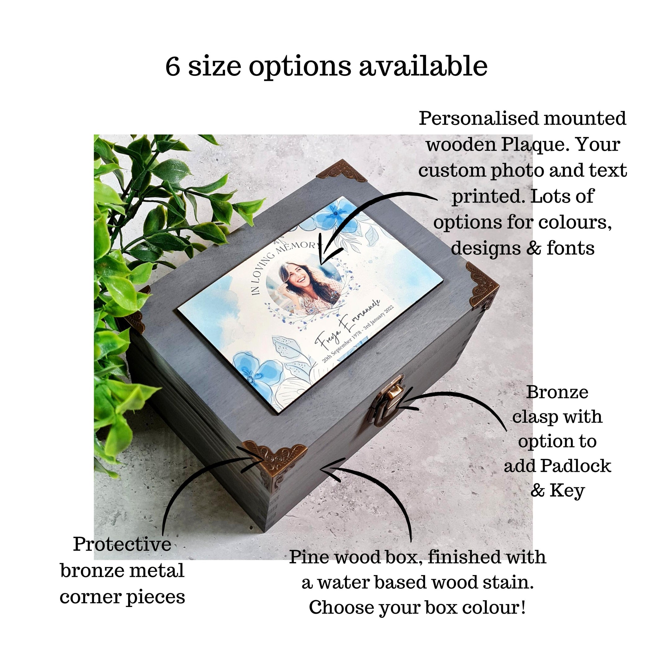 Personalised Memorial Photo Keepsake Box - Funeral Remembrance - Famil ...