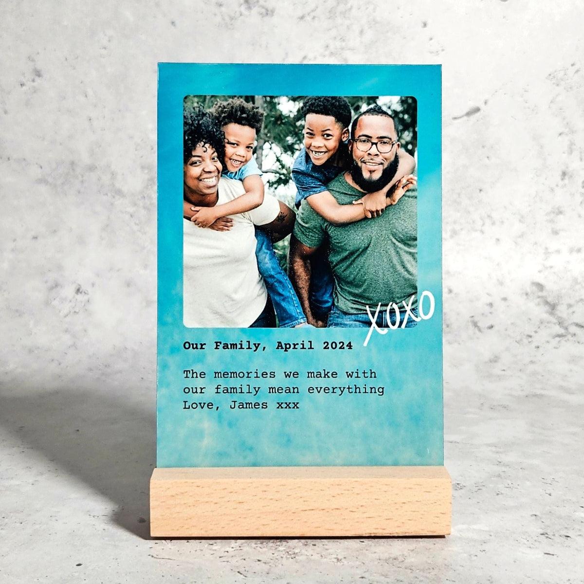 Personalised Metal Photo Print with Wood Stand - Family Picture Gift ...