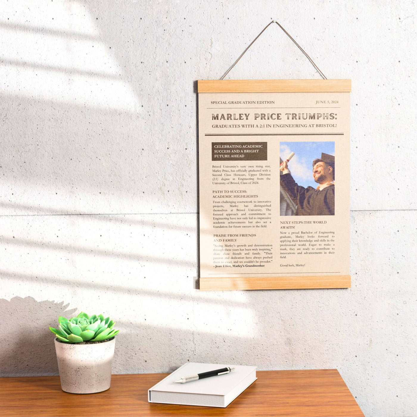 Personalised Metal Graduation Announcement Newspaper Print ...