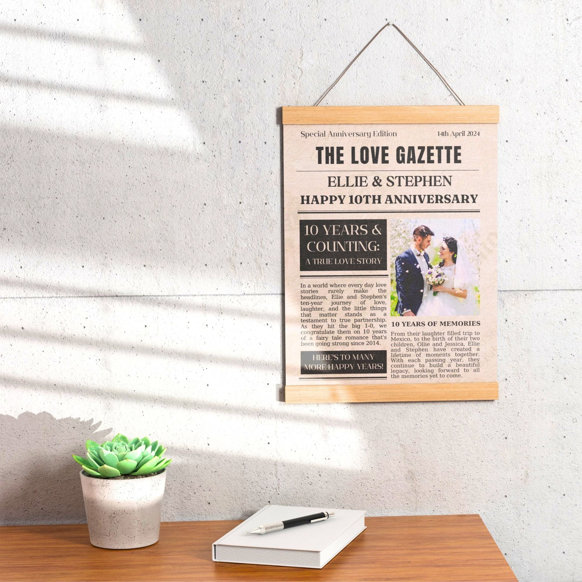 Personalised Metal Wedding Anniversary Newspaper Print - Couples Gift ...
