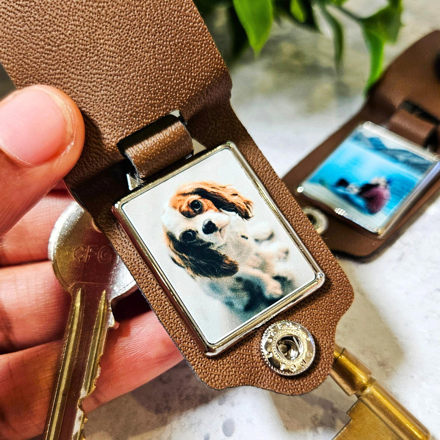 Personalised Monogram Leather Photo Keyring | Friends, Family Gift Idea ...
