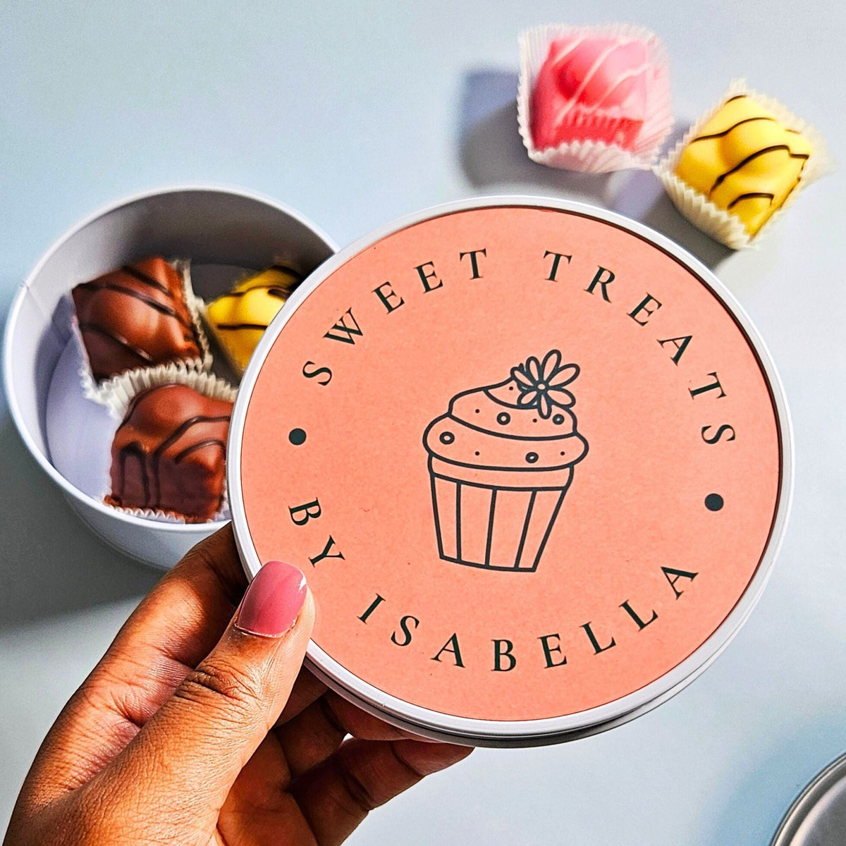 Personalised Sweet Treats Round Baking Cake Tin - Custom Name Baking ...