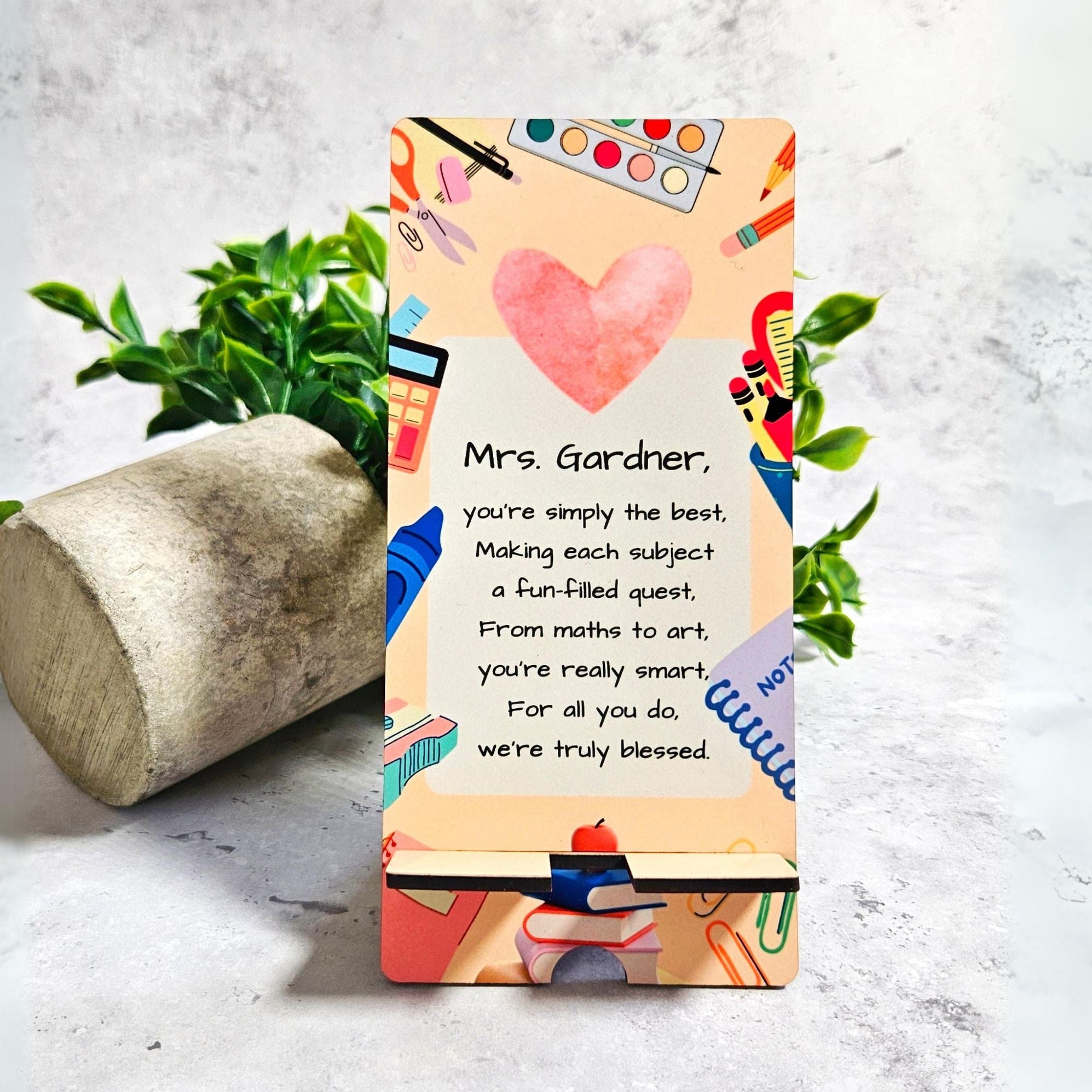 Personalised Teacher Appreciation Gift Phone Stand - Thank You Poem Gi ...
