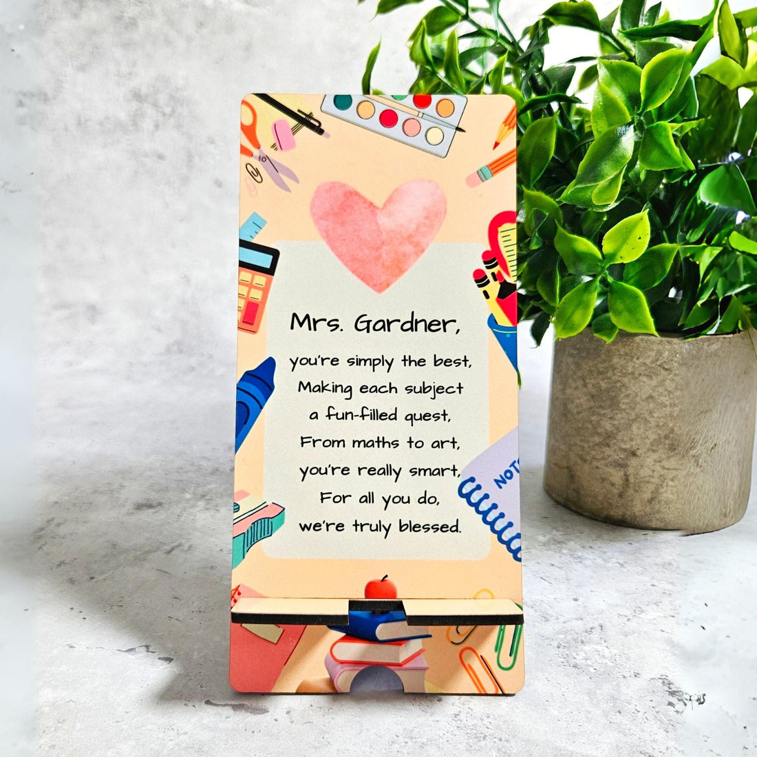 Personalised Teacher Appreciation Gift Phone Stand - Thank You Poem Gi ...