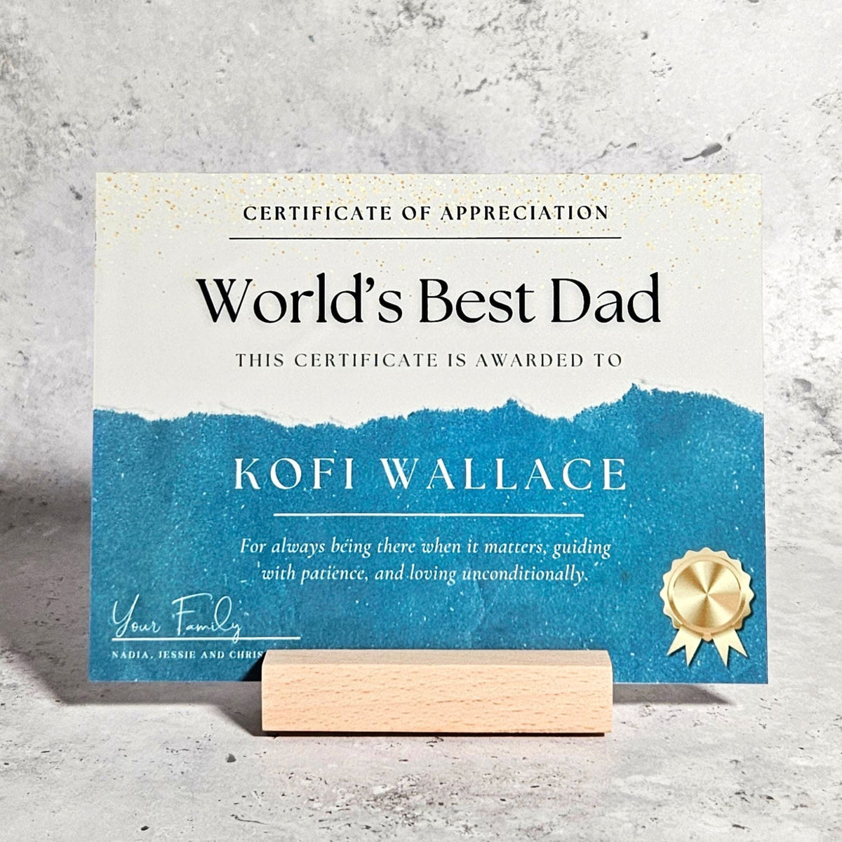 Personalised World's Best Dad Metal Certificate - Father's Day Gift ...
