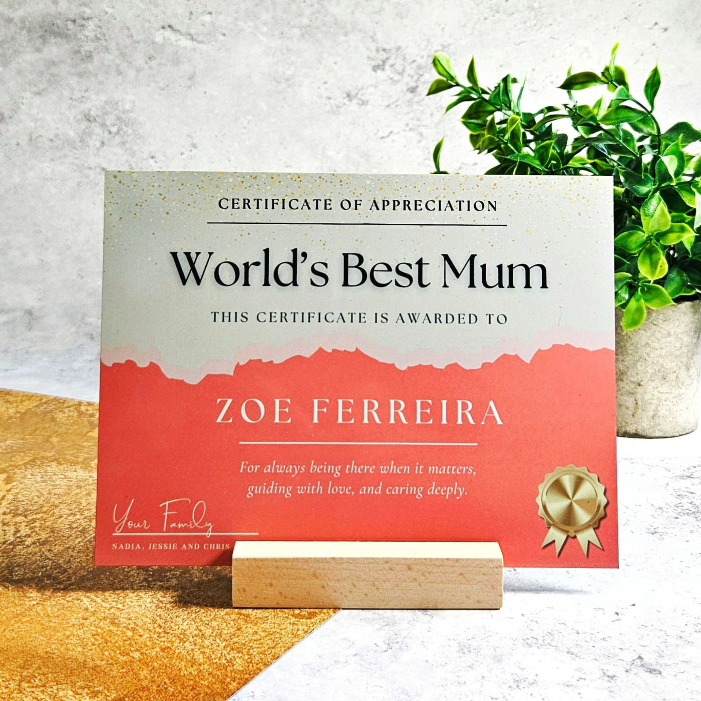 Personalised World's Best Mum Metal Certificate - Mum Birthday Gift — Make Memento