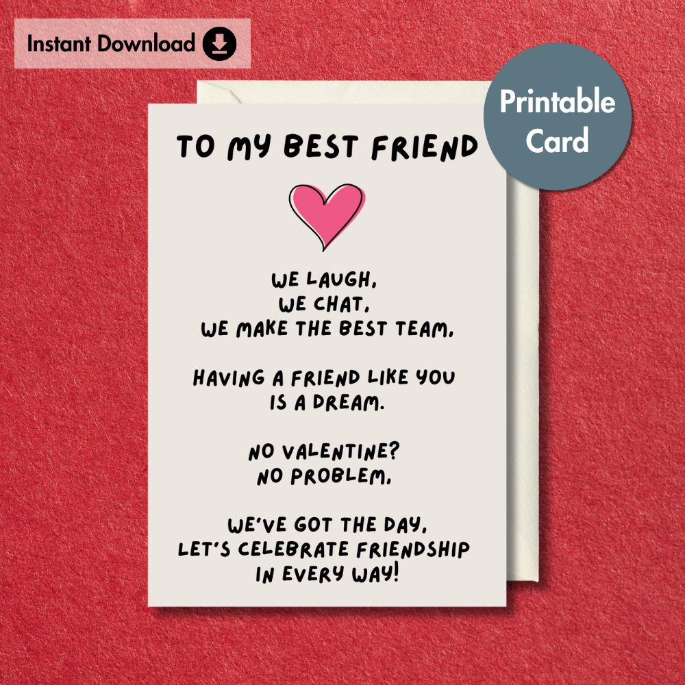 Printable Best Friend Valentine's Poem Card | Instant Download Print ...
