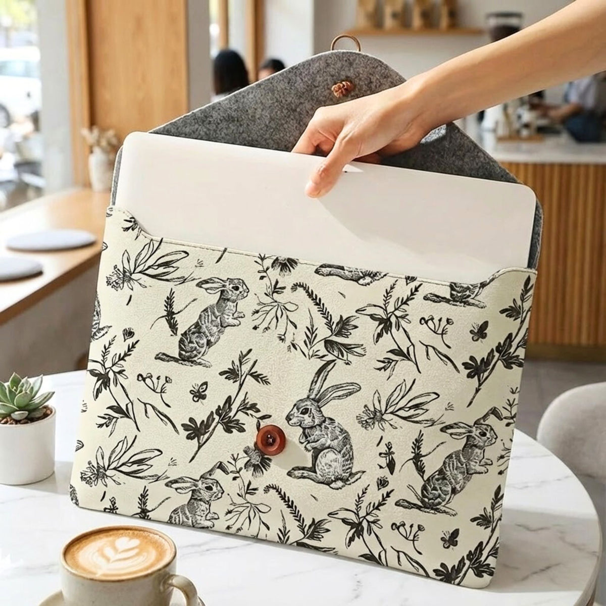 Rabbit Print Laptop Sleeve | Soft Fabric Laptop & Tablet Case — Make ...