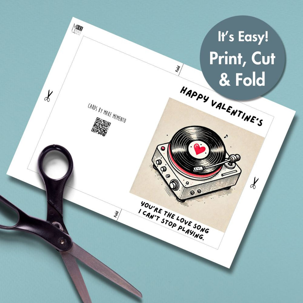 Retro Vinyl Printable Valentine’s Card | Instant Download Print Gift ...