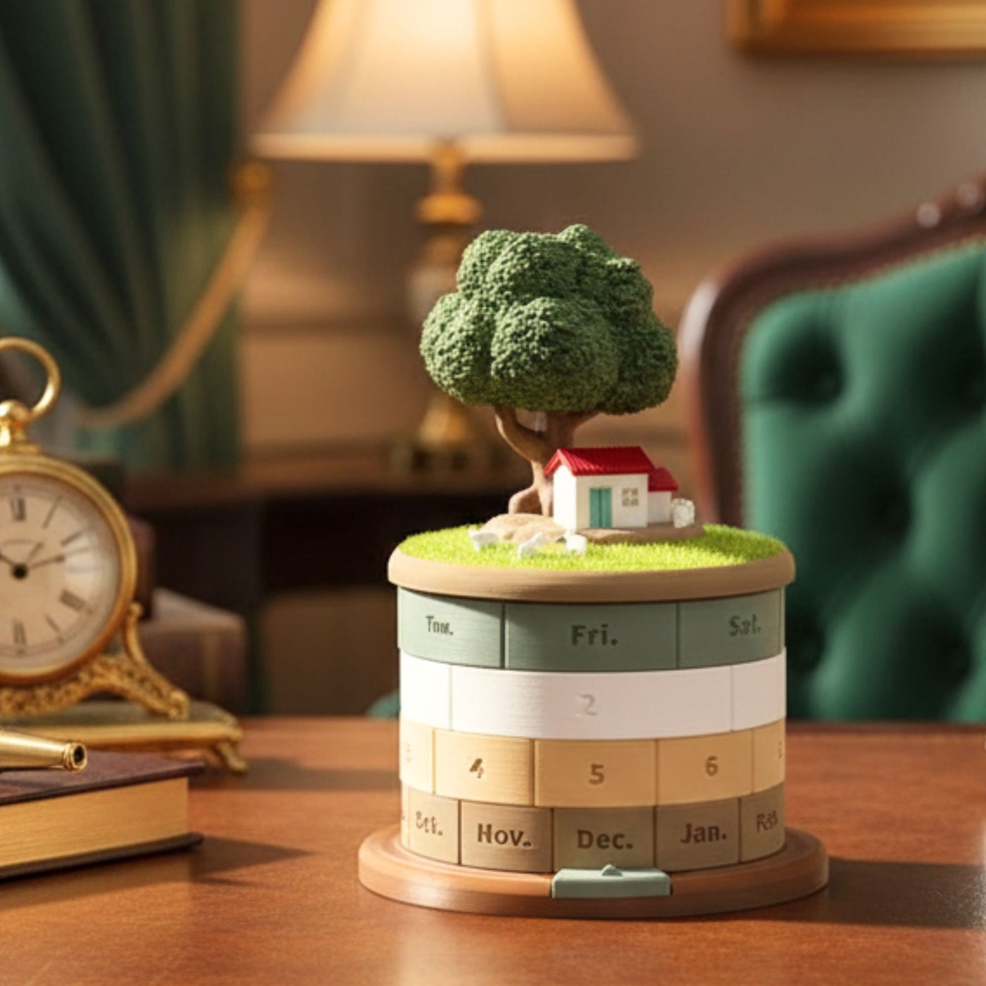 Rotating Perpetual Desk Calendar with Hidden Storage - Office Gift ...