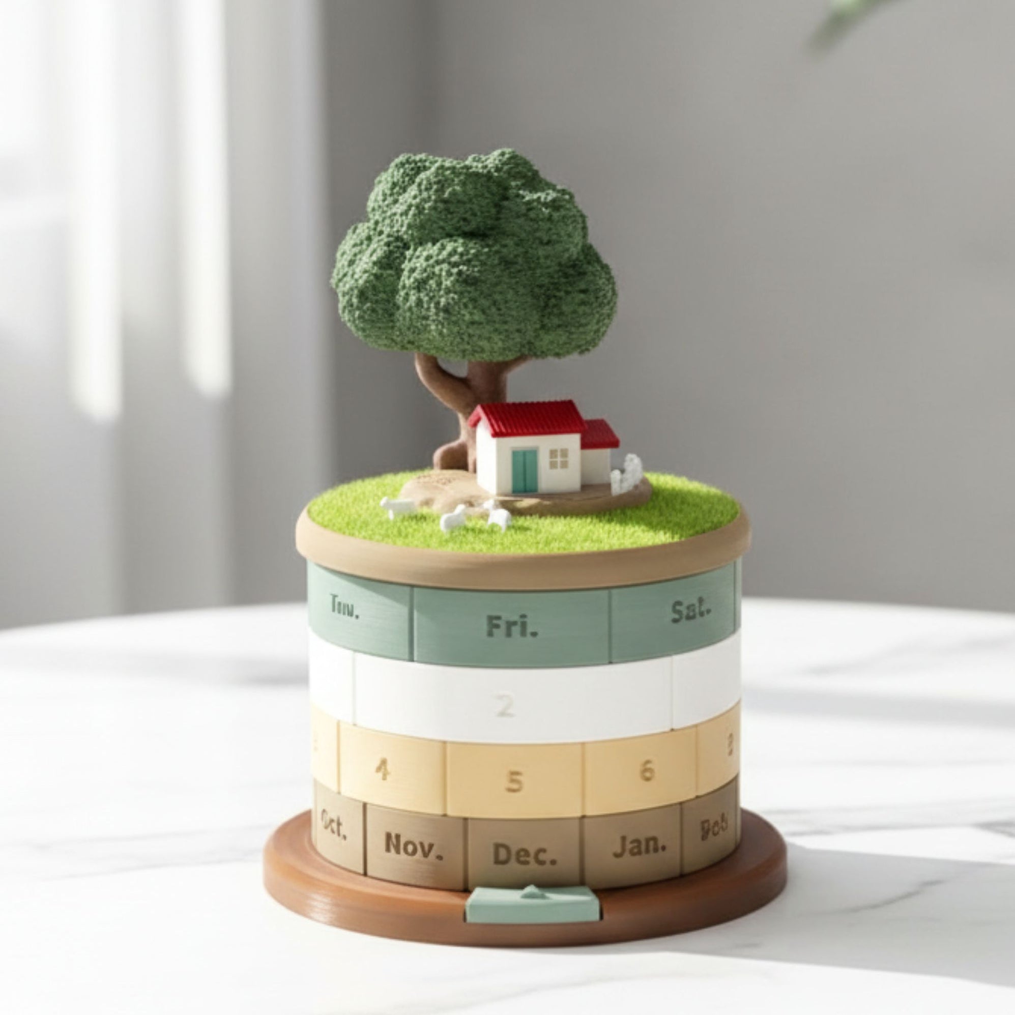 Rotating Perpetual Desk Calendar with Hidden Storage - Office Gift ...
