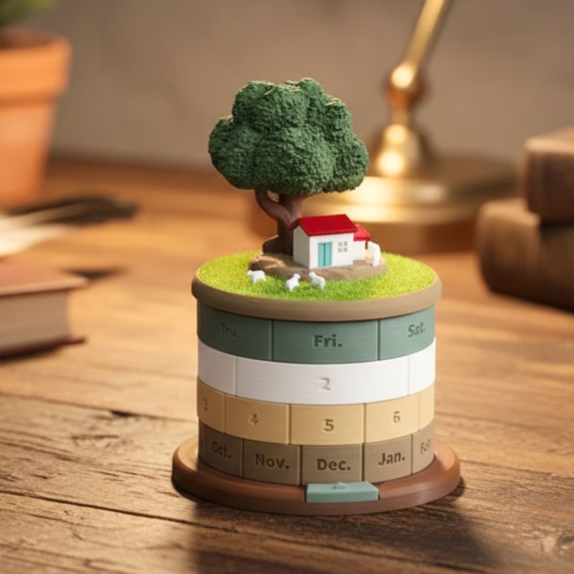 Rotating Perpetual Desk Calendar with Hidden Storage - Office Gift ...
