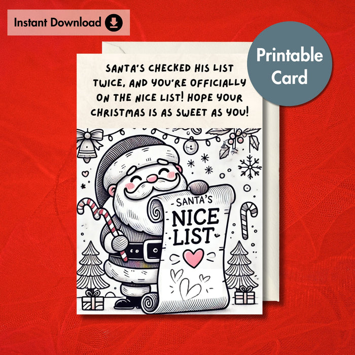Santa's Nice List Christmas Card | Printable Card for Family & Friends ...