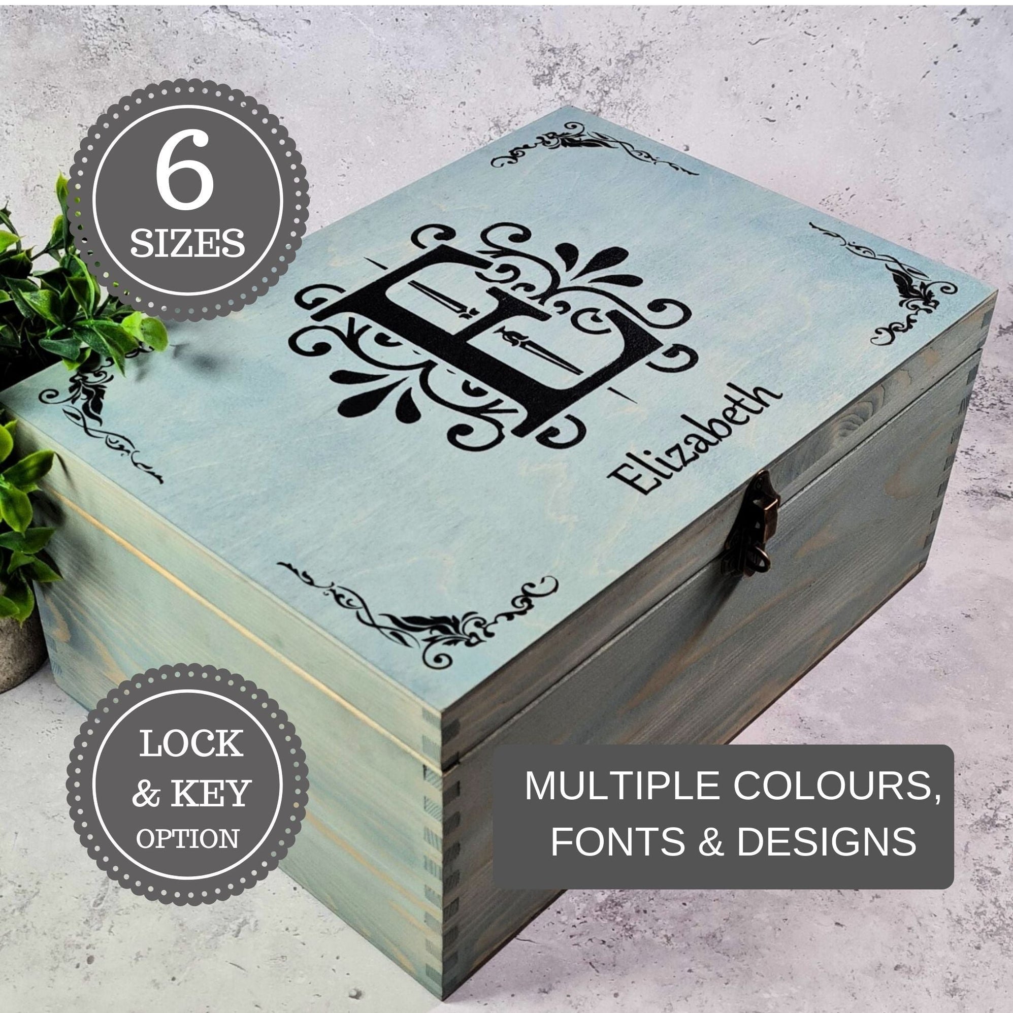 Vintage Personalised Memory Box | Large Storage for Family Photos & Ke ...