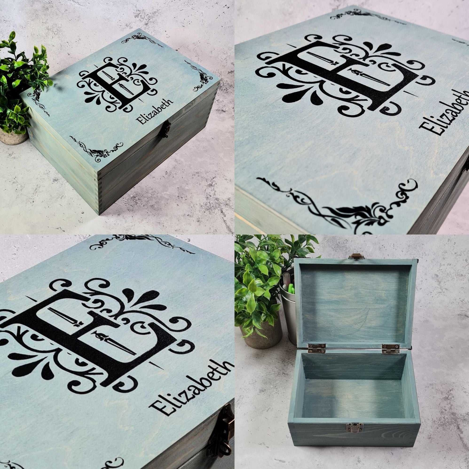 Vintage Personalised Memory Box | Large Storage for Family Photos & Ke ...
