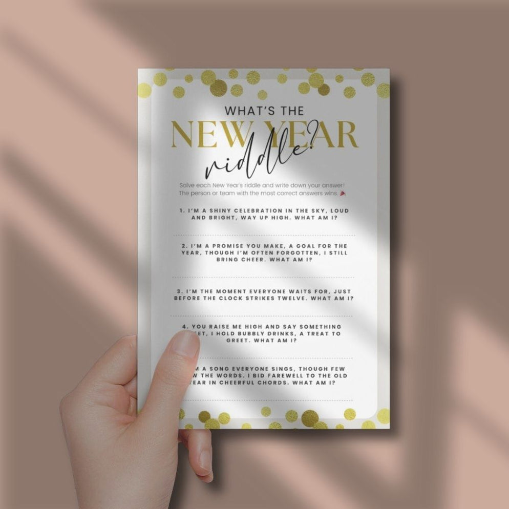 Printable New Year’s Riddle Activity Sheet | Instant Download Fun Game ...