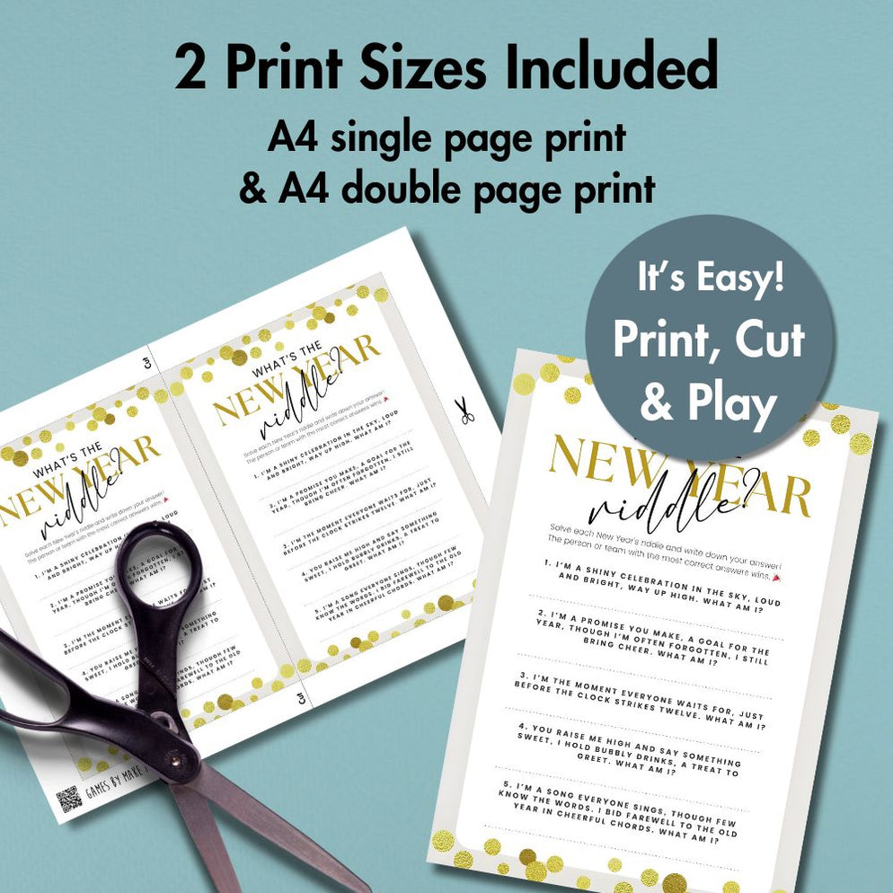 Printable New Year’s Riddle Activity Sheet | Instant Download Fun Game ...