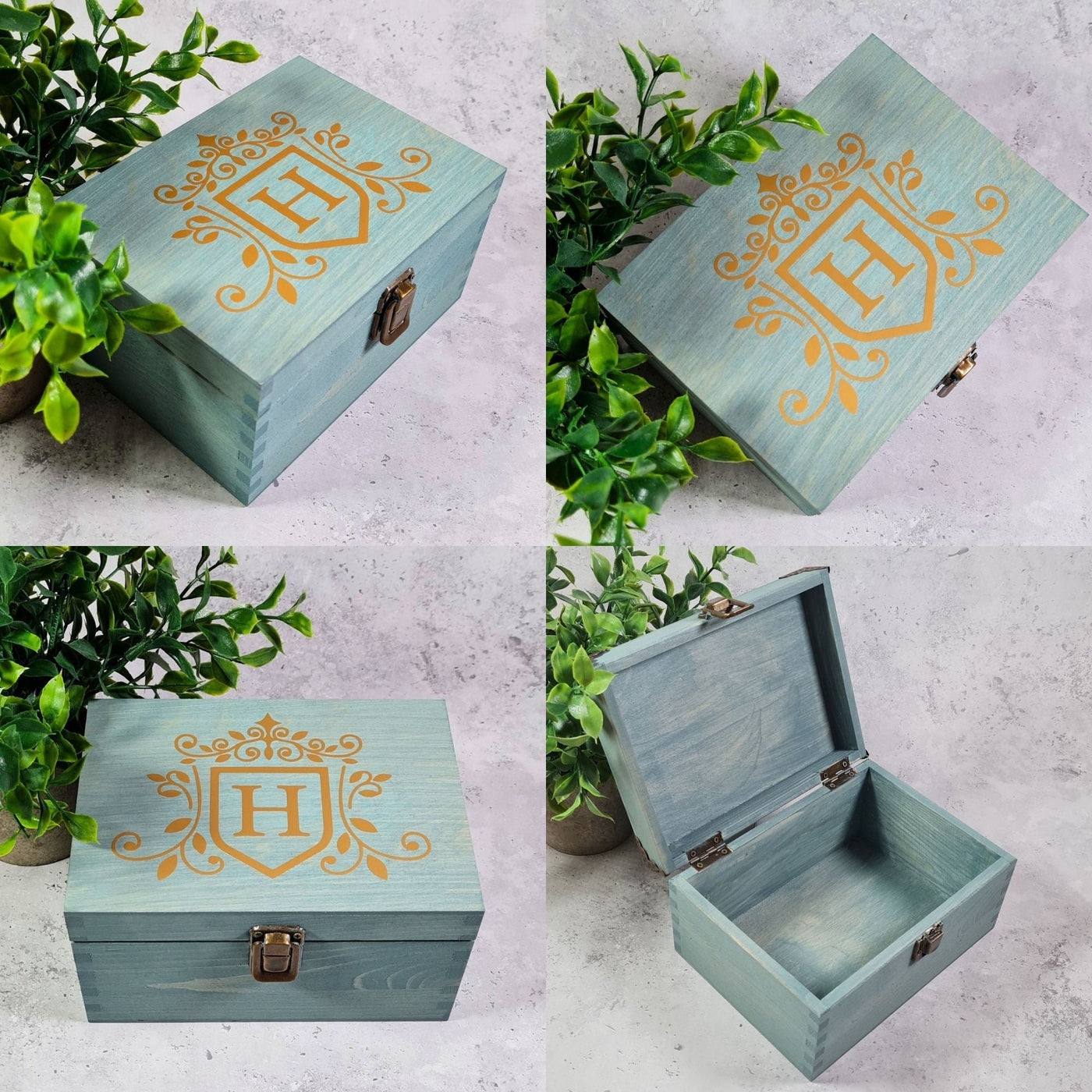 Wooden Monogram Keepsake Box I Custom Colours | Lock & Key | Sizes S-X ...