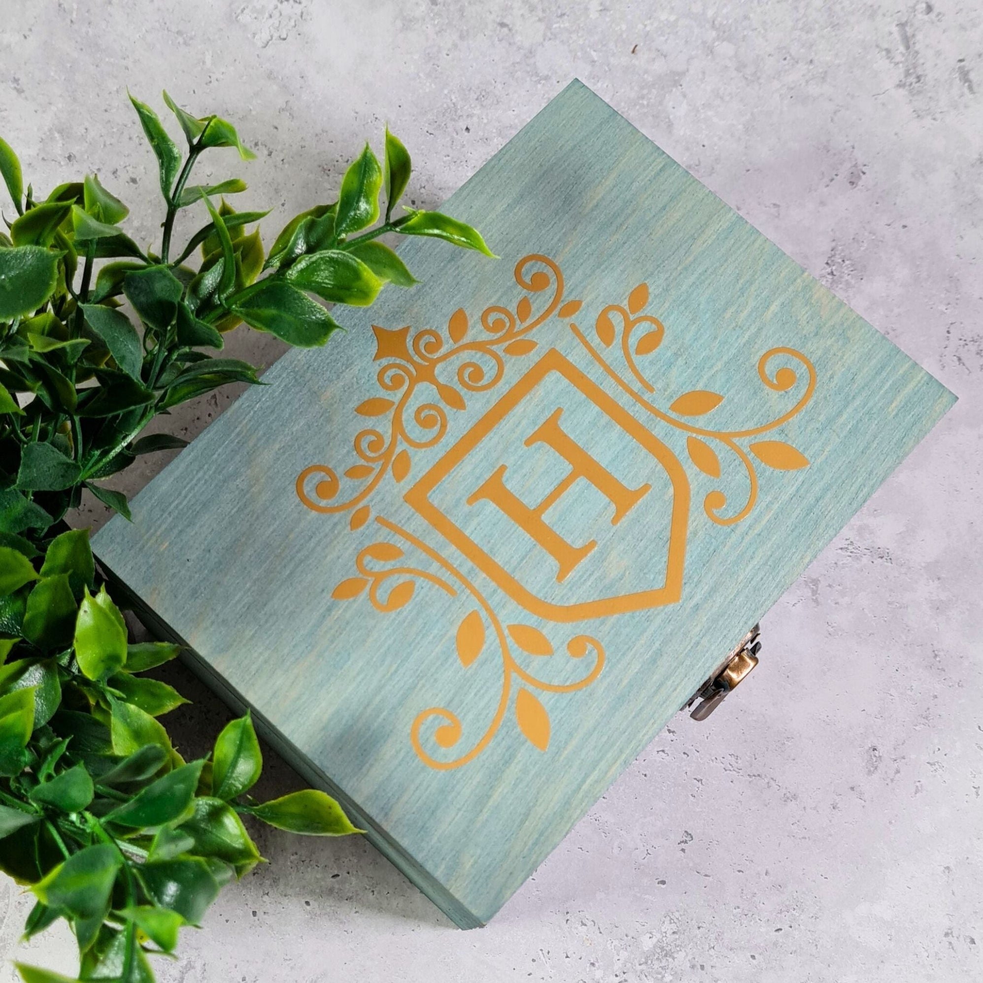 Wooden Monogram Keepsake Box I Custom Colours | Lock & Key | Sizes S-X ...