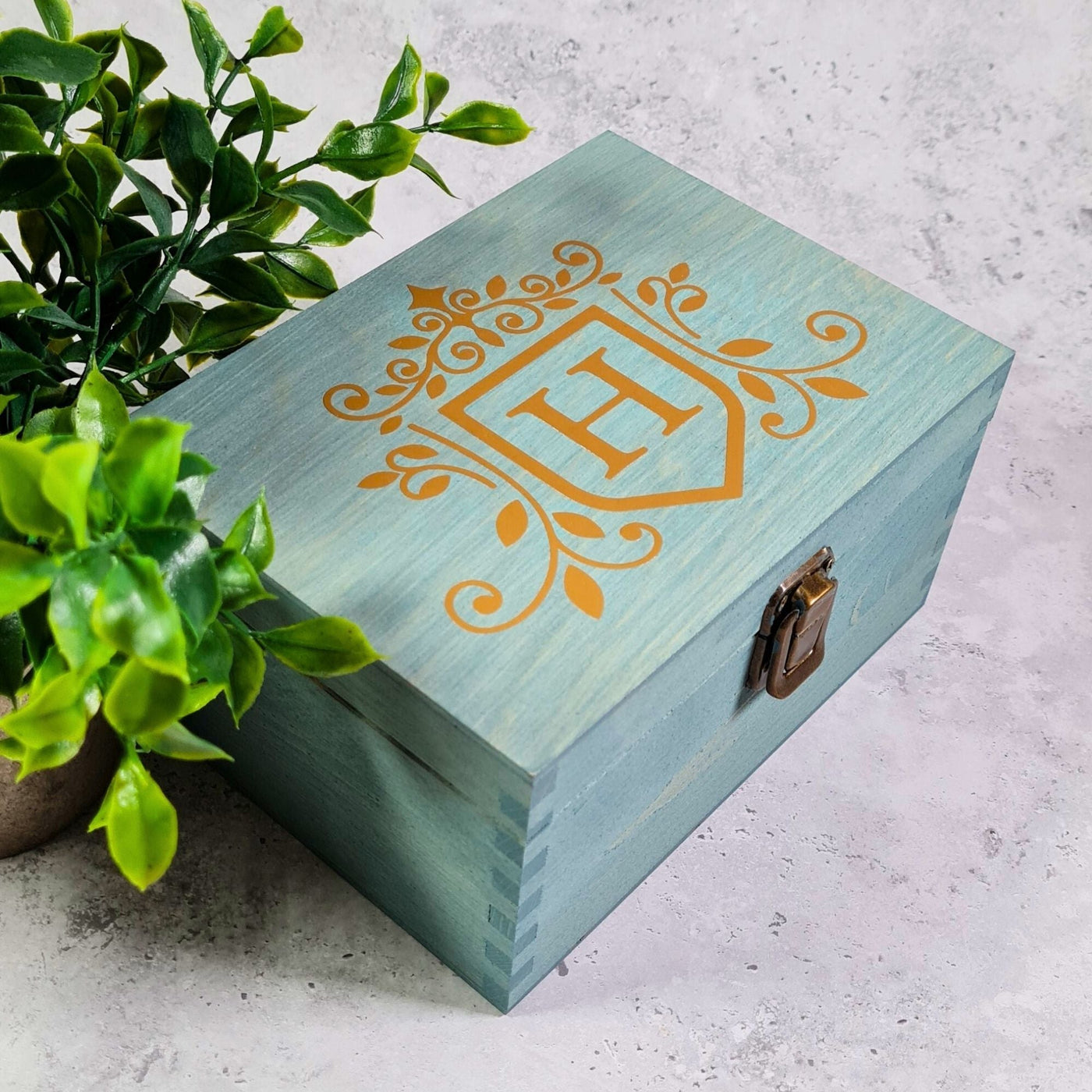Wooden Monogram Keepsake Box I Custom Colours | Lock & Key | Sizes S-X ...