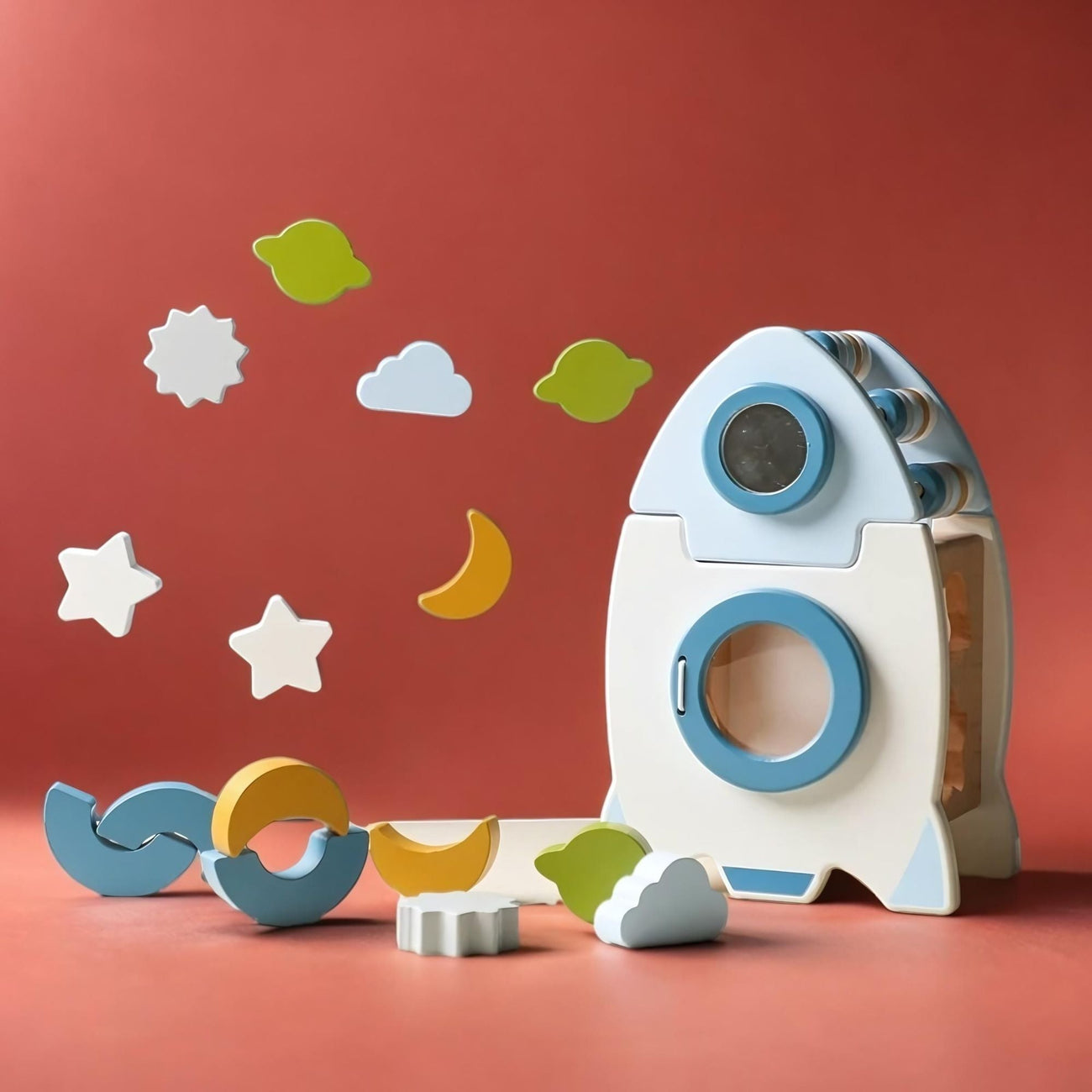 Wood Rocket 5-in-1 Toy | Montessori Educational Play Set | Fun Gift for ...