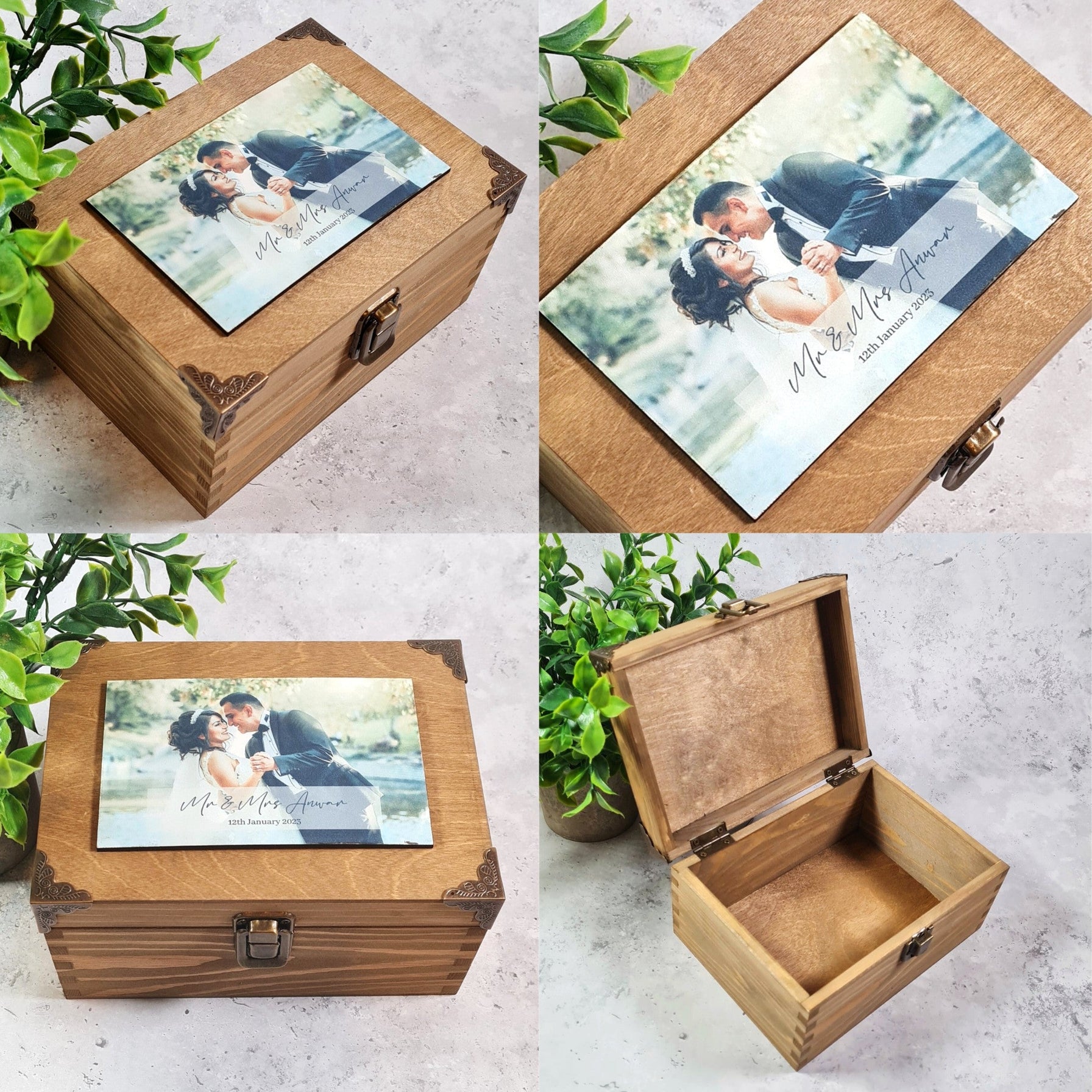 Couples Photo Anniversary Memory Box - Personalised Wood Wedding Anniv ...