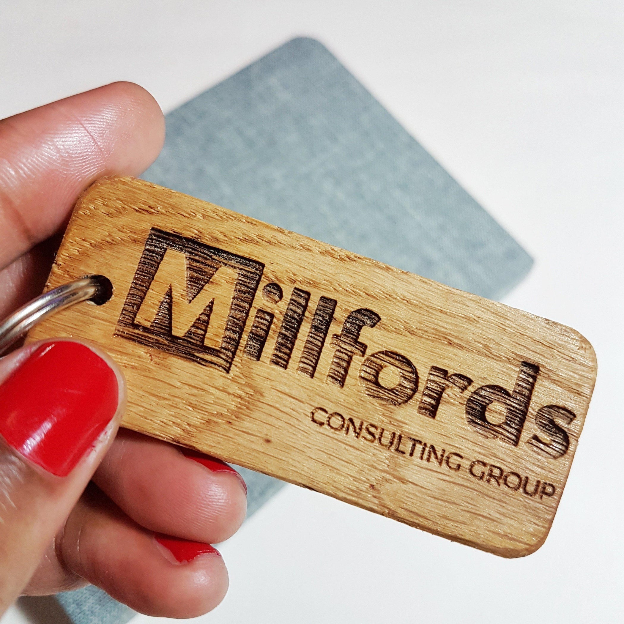 Engraved Business Logo Wood Keyring I Company Keychain I Make Memento