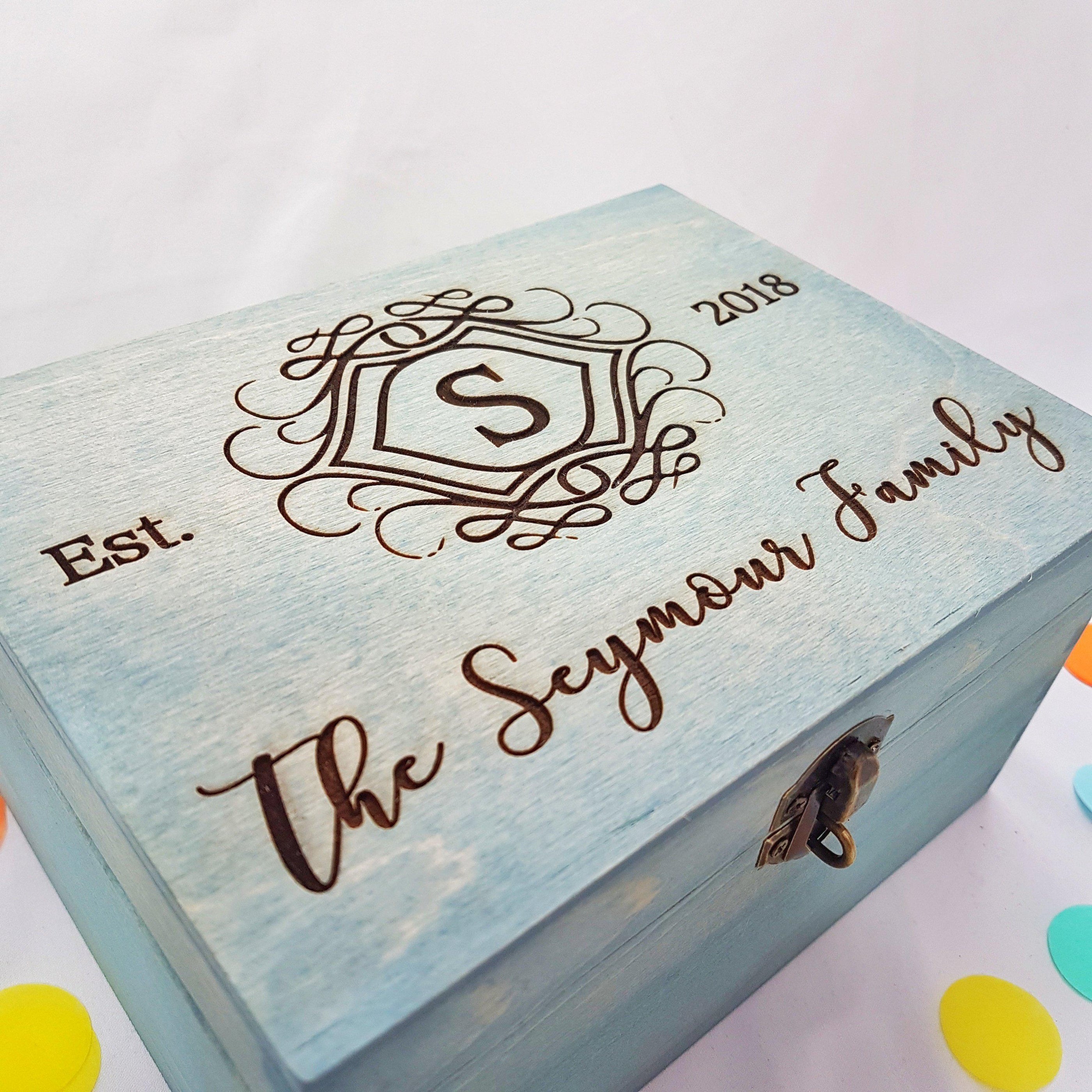 Engraved Family Name Box I Personalised Monogram Gift I Make Memento