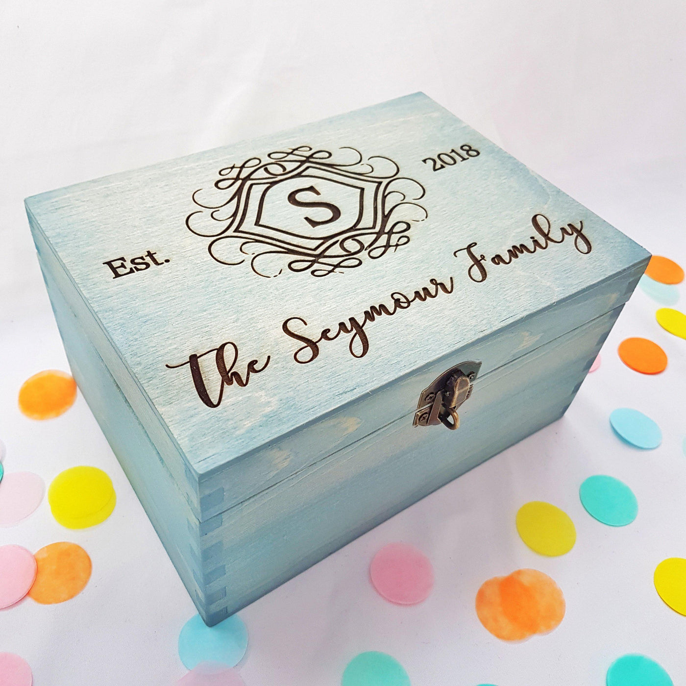 Engraved Family Name Box I Personalised Monogram Gift I Make Memento