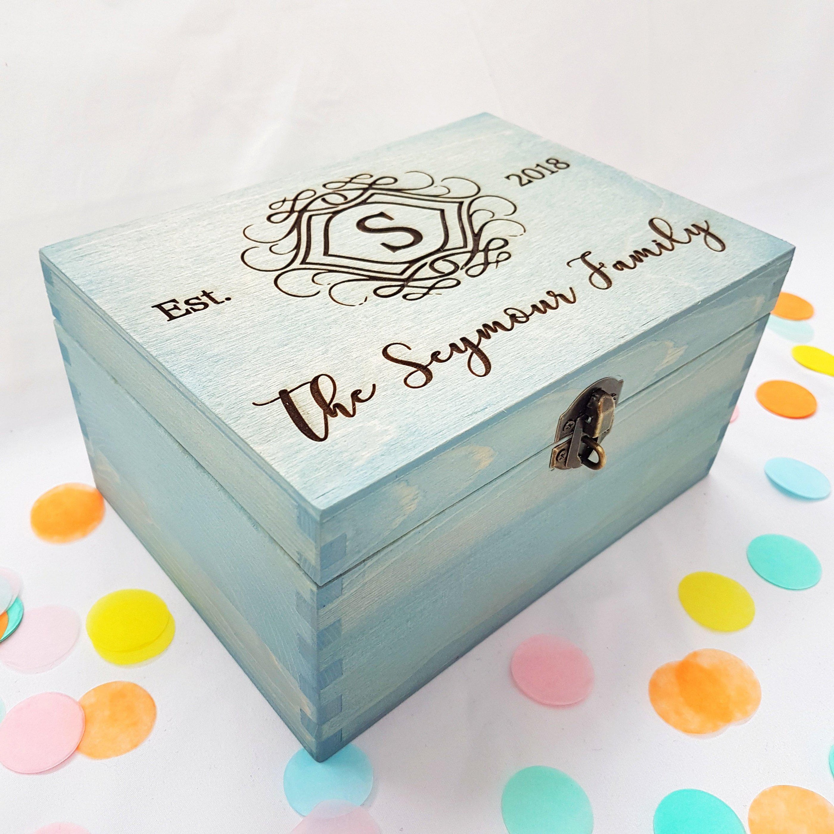 Engraved Family Name Box I Personalised Monogram Gift I Make Memento