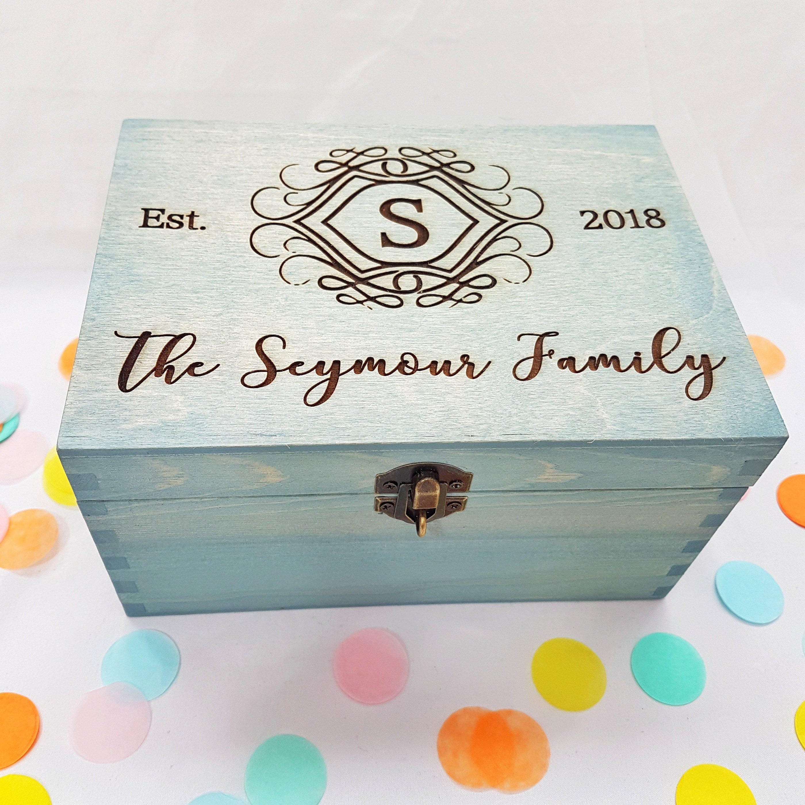Engraved Family Name Box I Personalised Monogram Gift I Make Memento