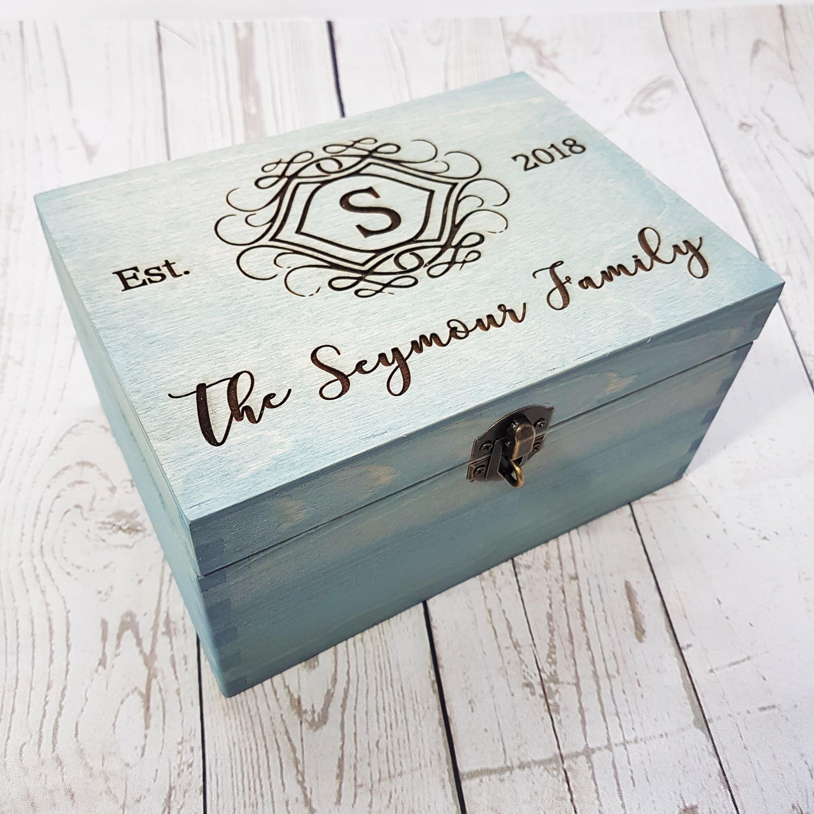 Engraved Family Name Box I Personalised Monogram Gift I Make Memento