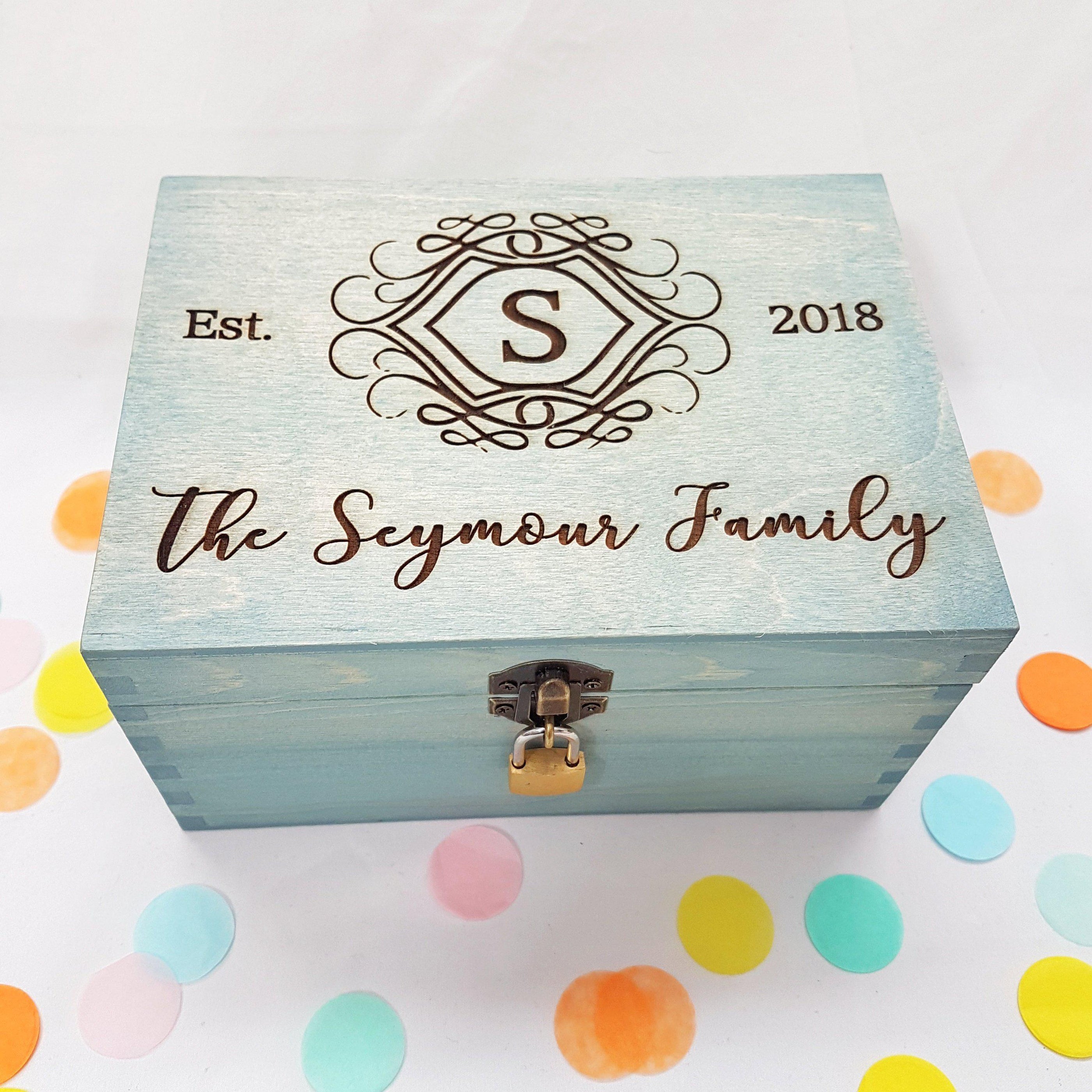 Engraved Family Name Box I Personalised Monogram Gift I Make Memento
