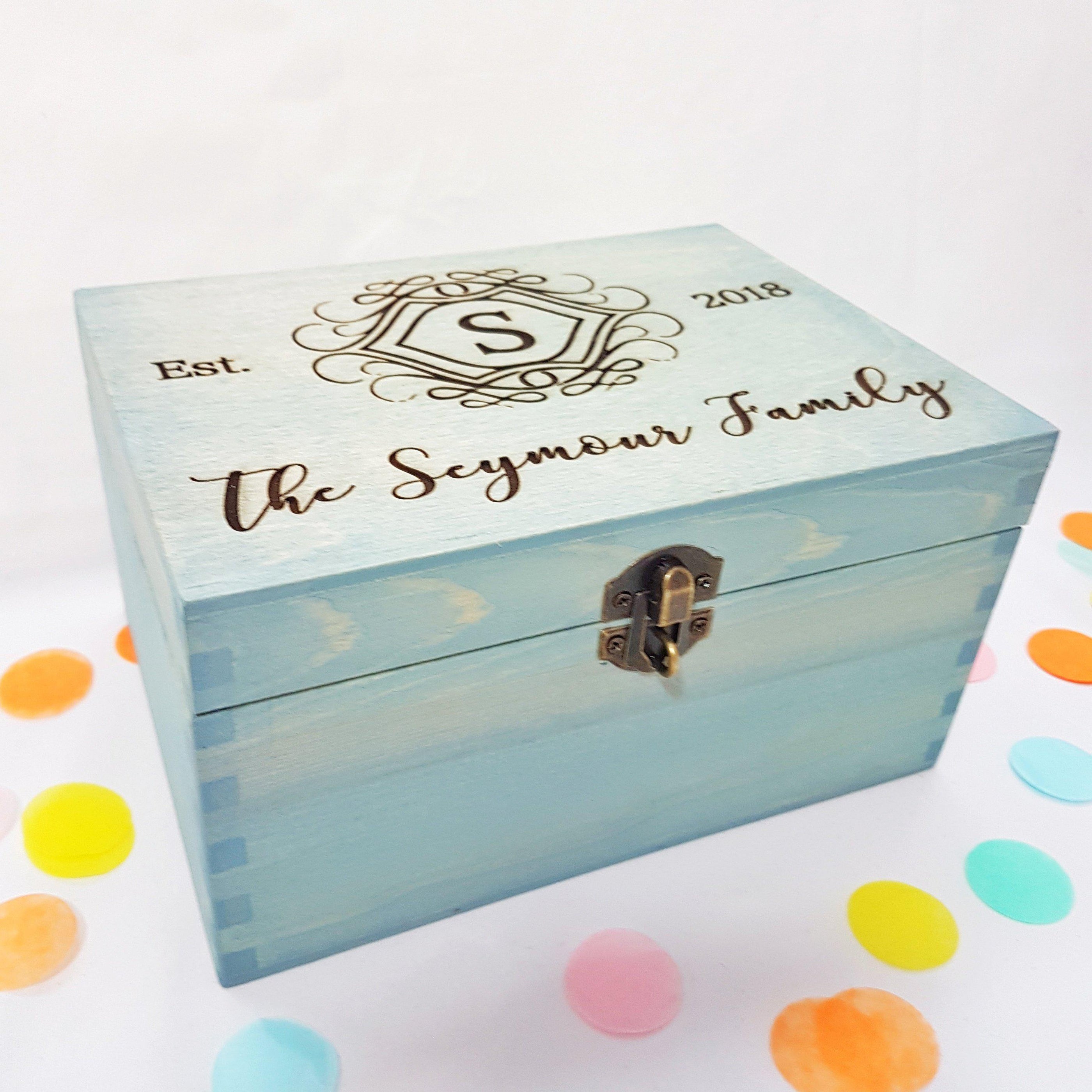 Engraved Family Name Box I Personalised Monogram Gift I Make Memento