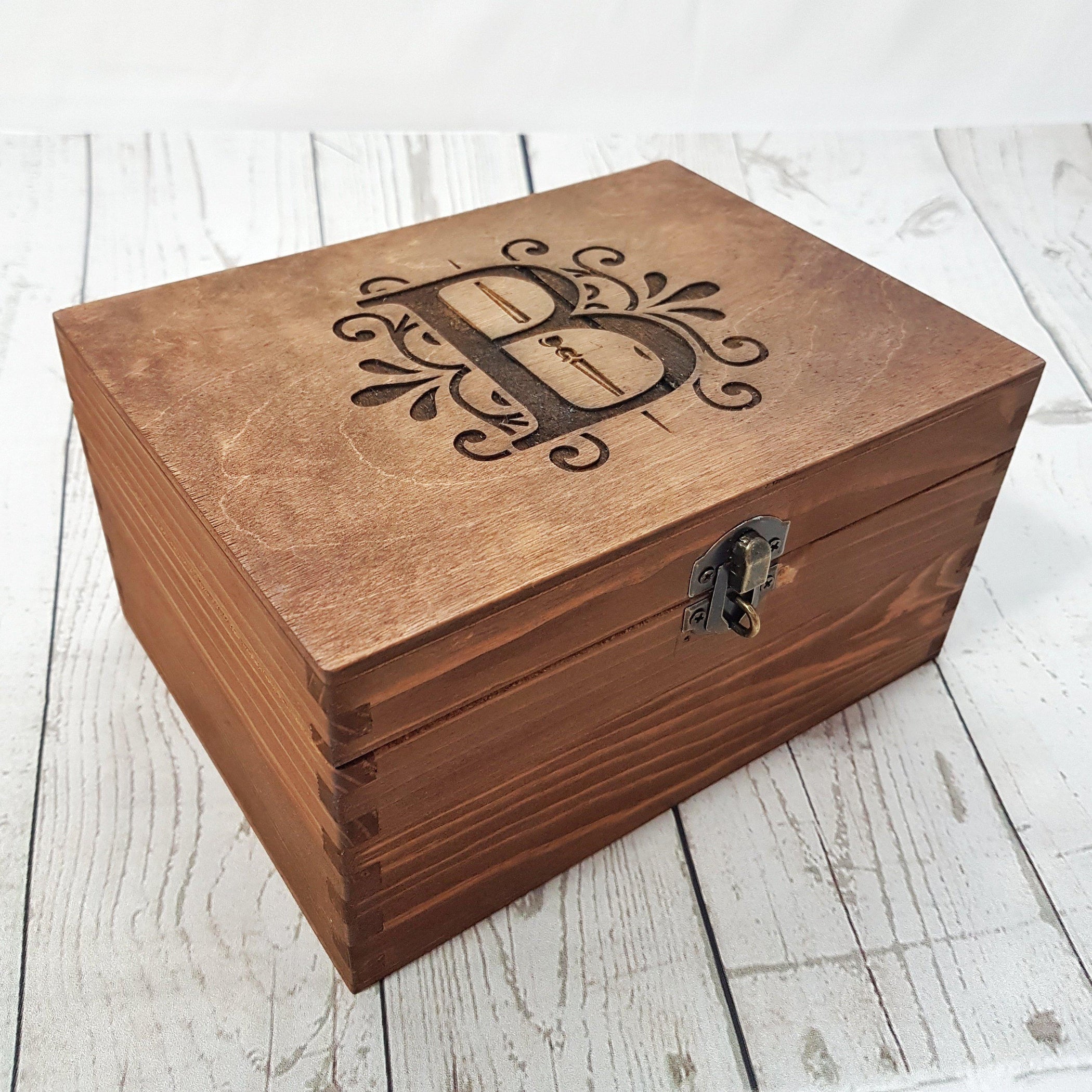 Engraved Monogram Initial Box I Small Large Wood Boxes I Make Memento