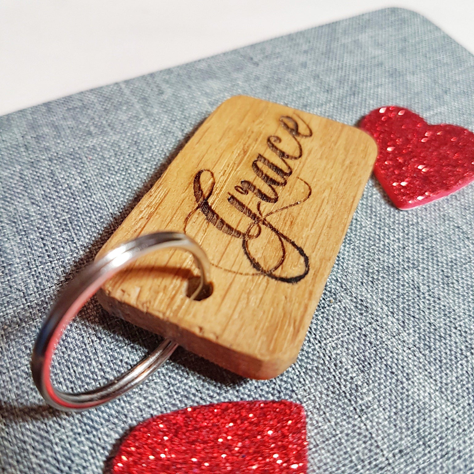 Oak wood keyrings I Personalised Keyring I Make Memento
